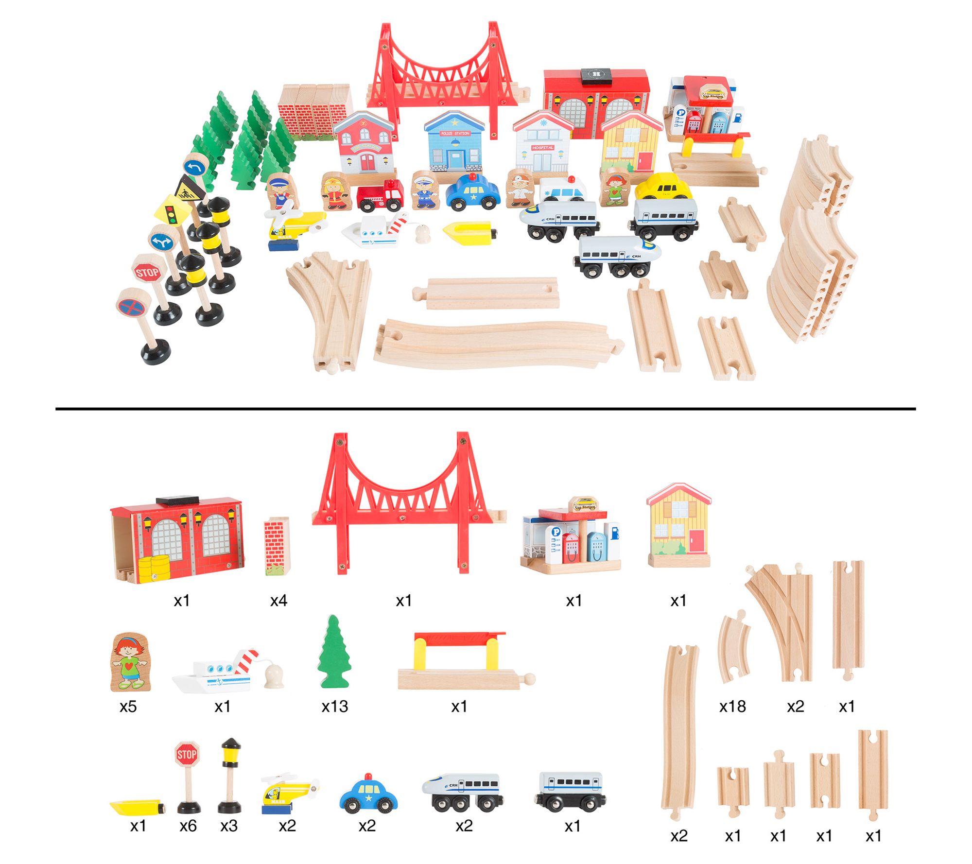Hey! Play! Wooden Train Set - QVC.com