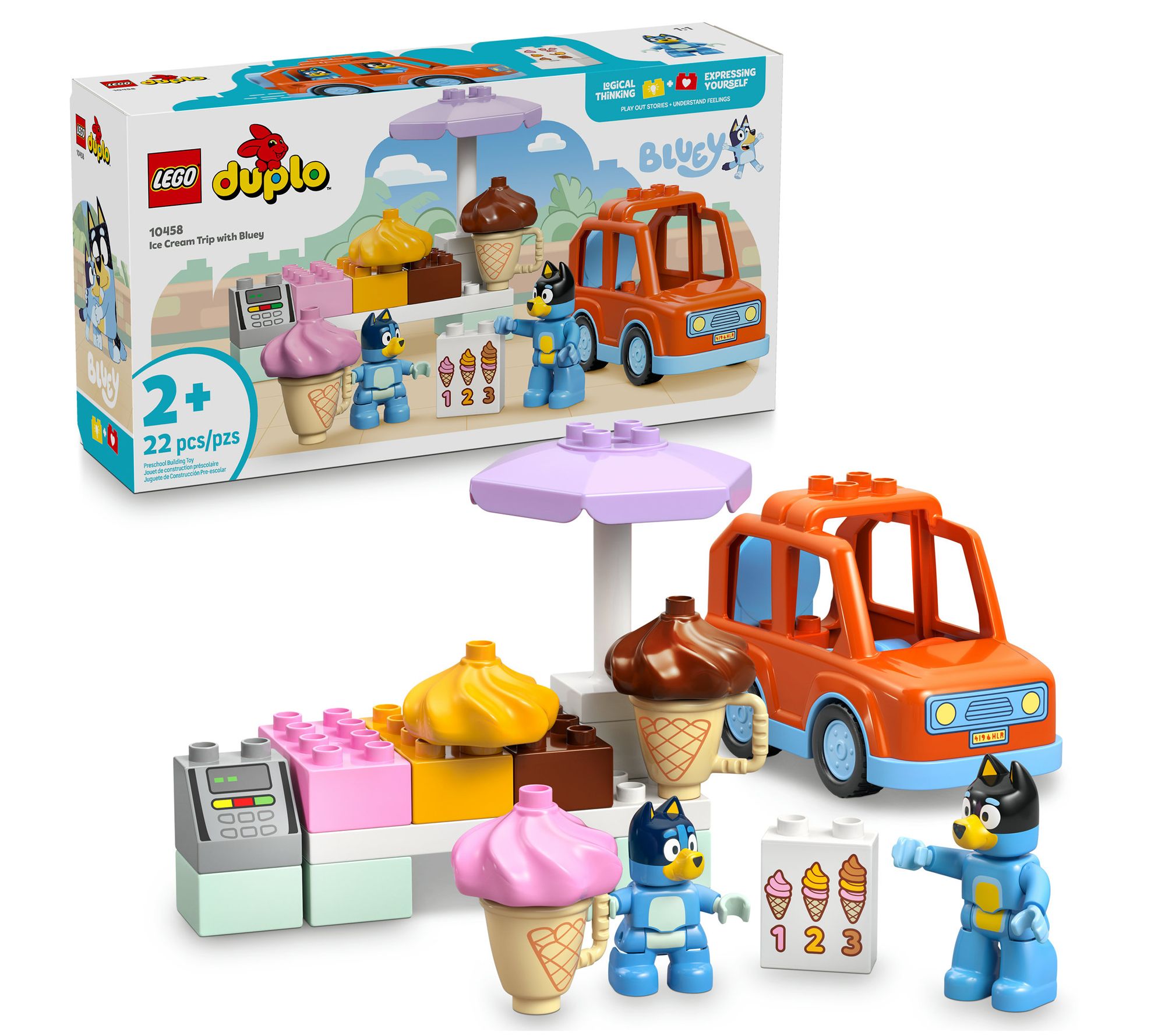 LEGO DUPLO Bluey Ice Cream Trip with Bluey Toddler Toy 10458 - QVC.com
