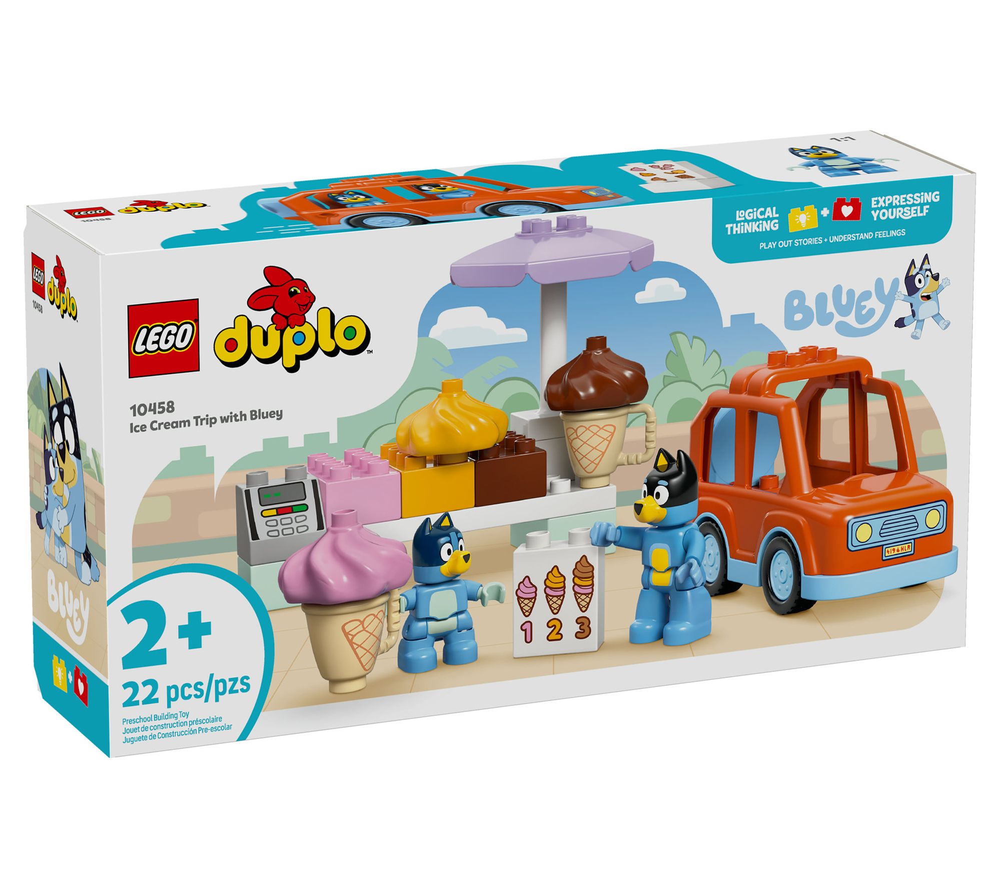 LEGO DUPLO Bluey Ice Cream Trip with Bluey Toddler Toy 10458 - QVC.com