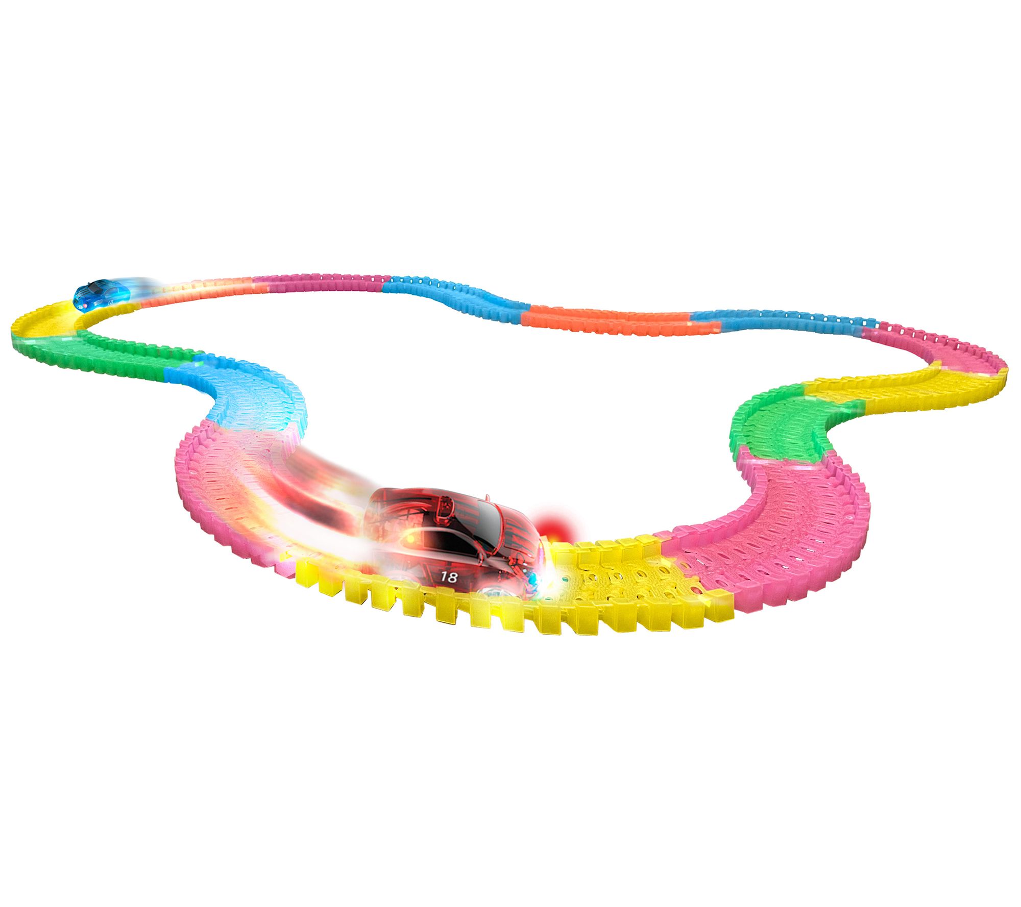 Neon Glow Magna Tracks 14' of Magnetic Tracks + 2 Cars w/ LED Lights ...
