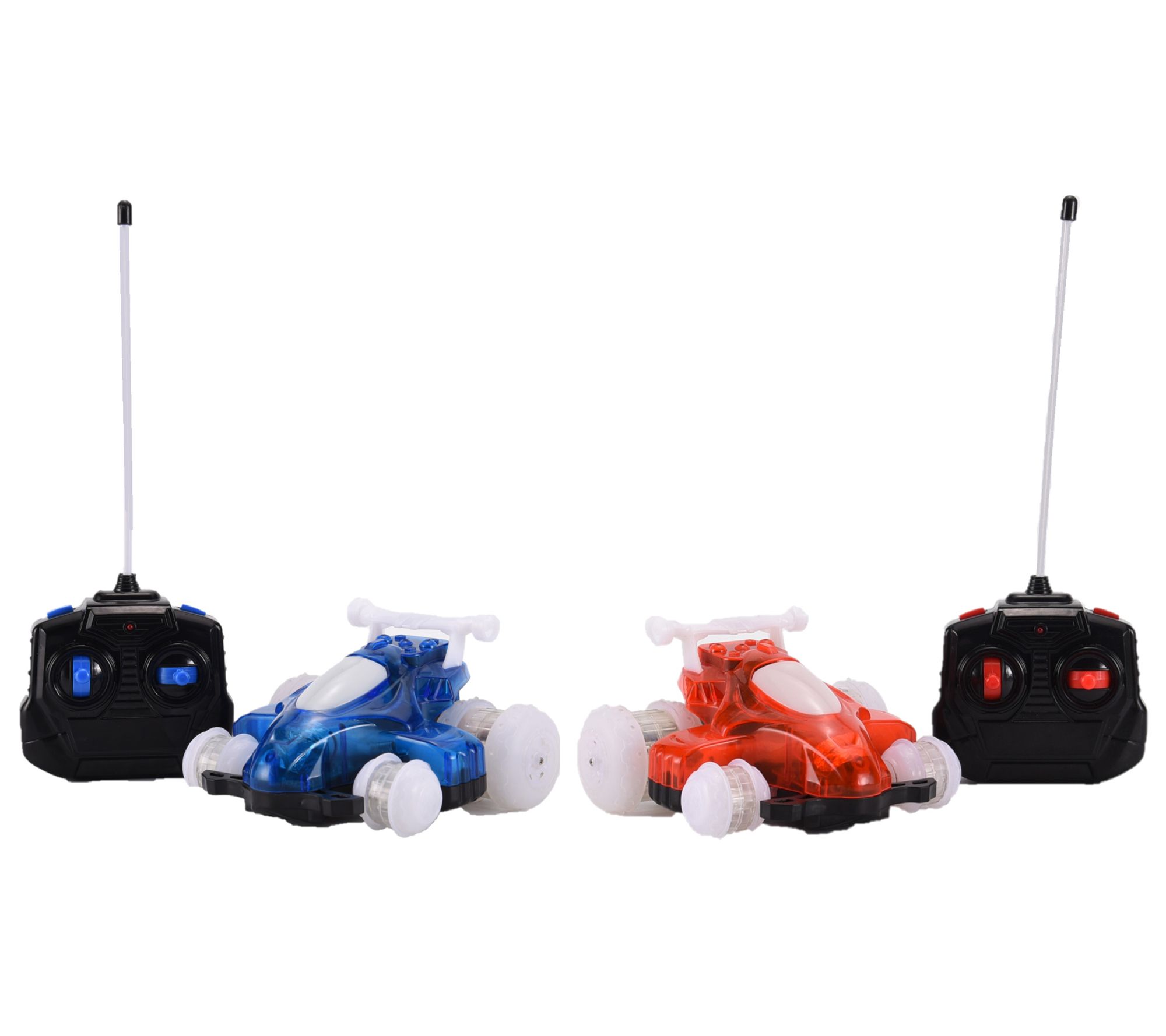 HoverQuads Set of 2 Remote Control LED Light Stunt Cars - QVC.com