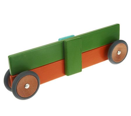 "As Is" Tegu 22-piece Magnetic Wooden Block Set with Set of 4 Wheels ...
