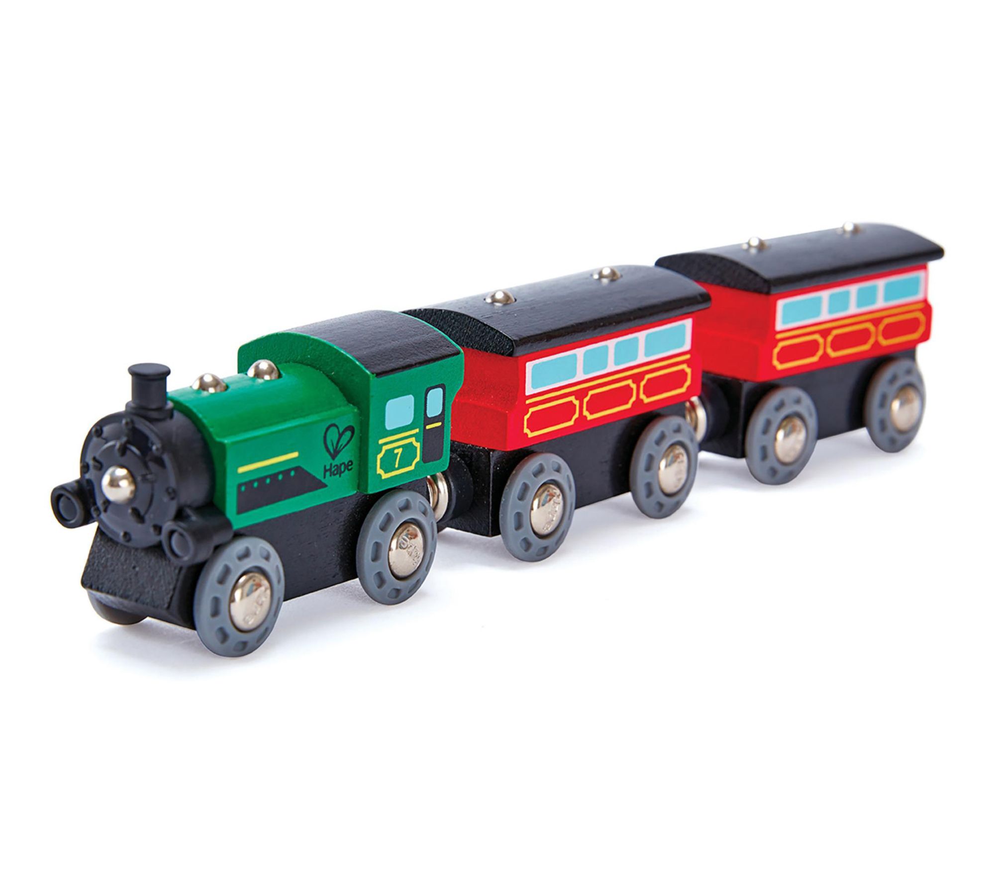 Hape SteamEra Passenger Train 3pc Wooden Locomotive Toy - QVC.com