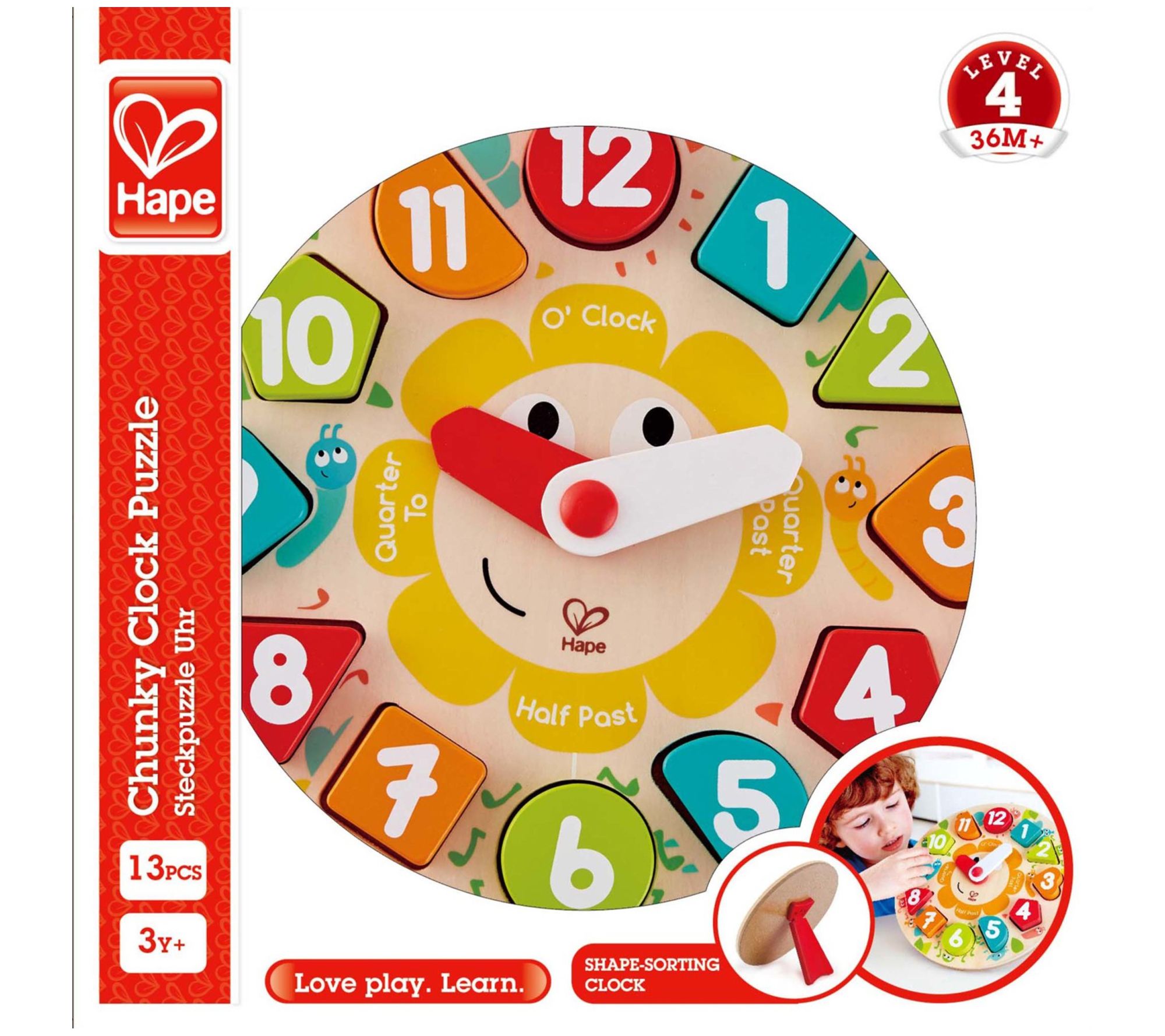 Hape Wooden Clock Bug Puzzle - 13pc - QVC.com