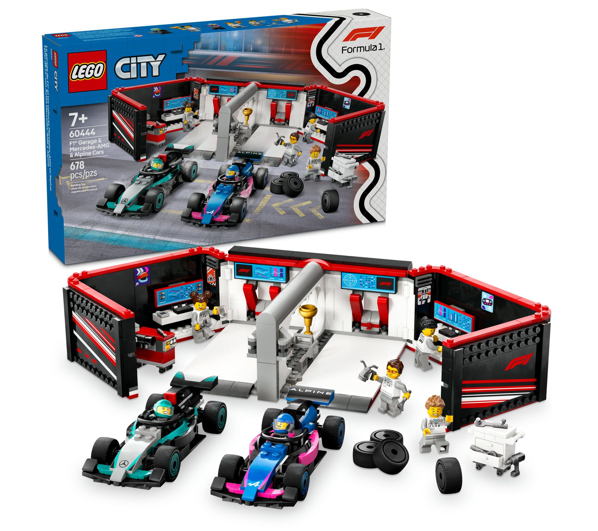 LEGO City F1 Garage & Mercedes-AMG & Alpine Cars Toy Playset - QVC.com