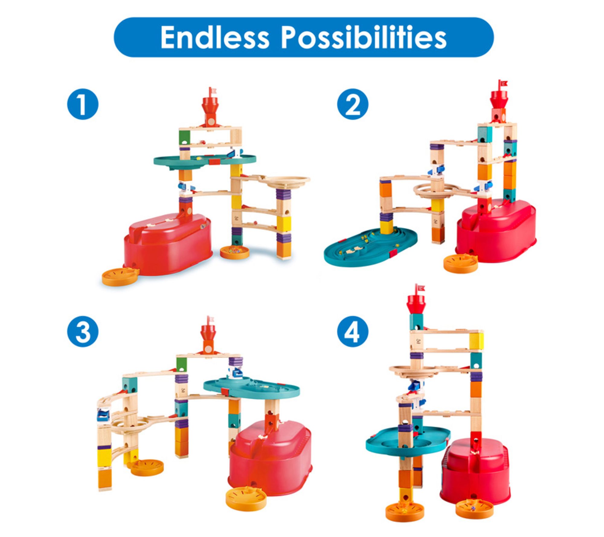 Hape Quadrilla Wooden Marble Run Construction Stack Track - QVC.com