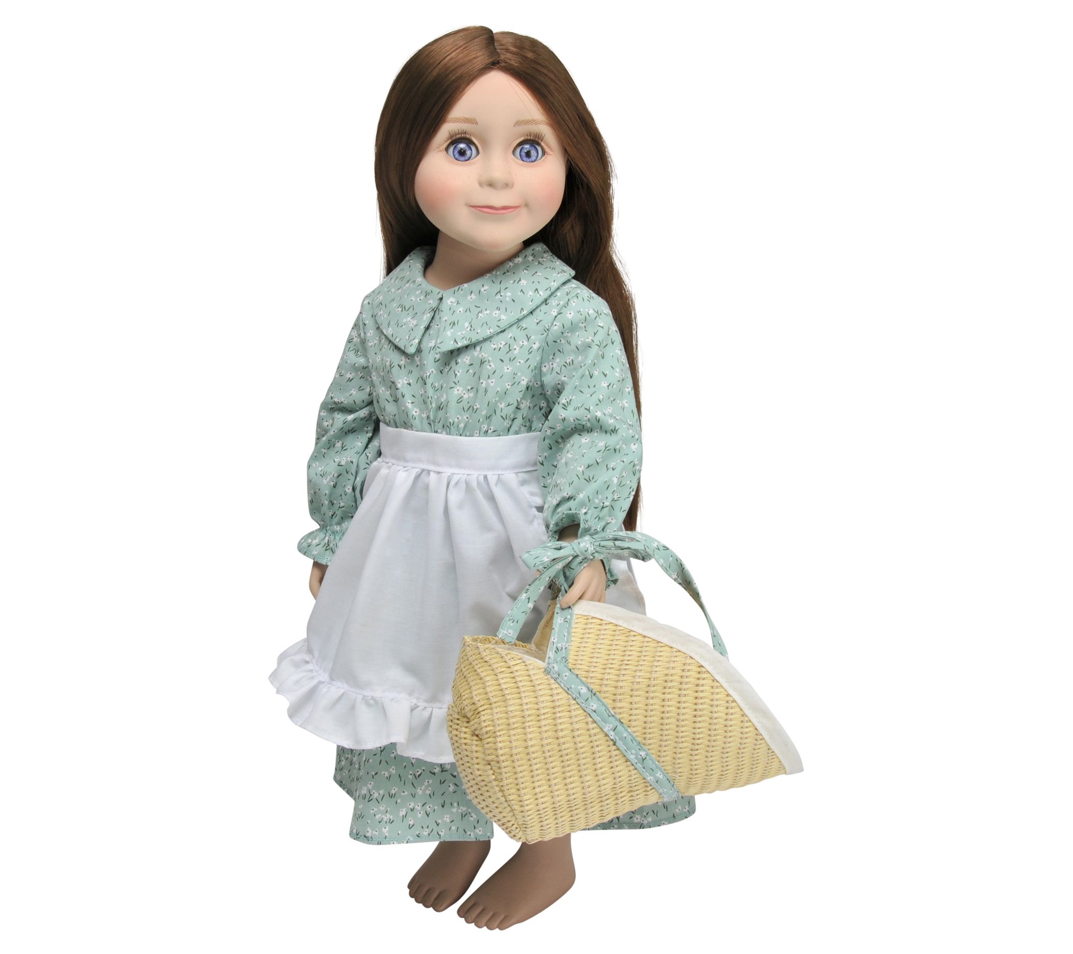 The Queen's Treasures Green Calico Prairie Dress for 18" Dolls - QVC.com