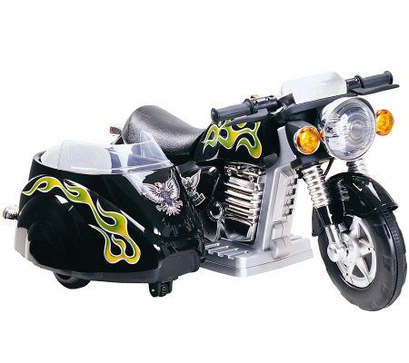 Super Motorcycle Ride-On with Sidecar - Black - QVC.com
