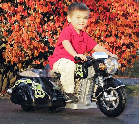 Super Motorcycle Ride-On with Sidecar - Black - QVC.com