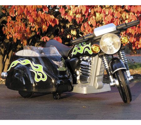 Super Motorcycle Ride-On with Sidecar - Black - QVC.com