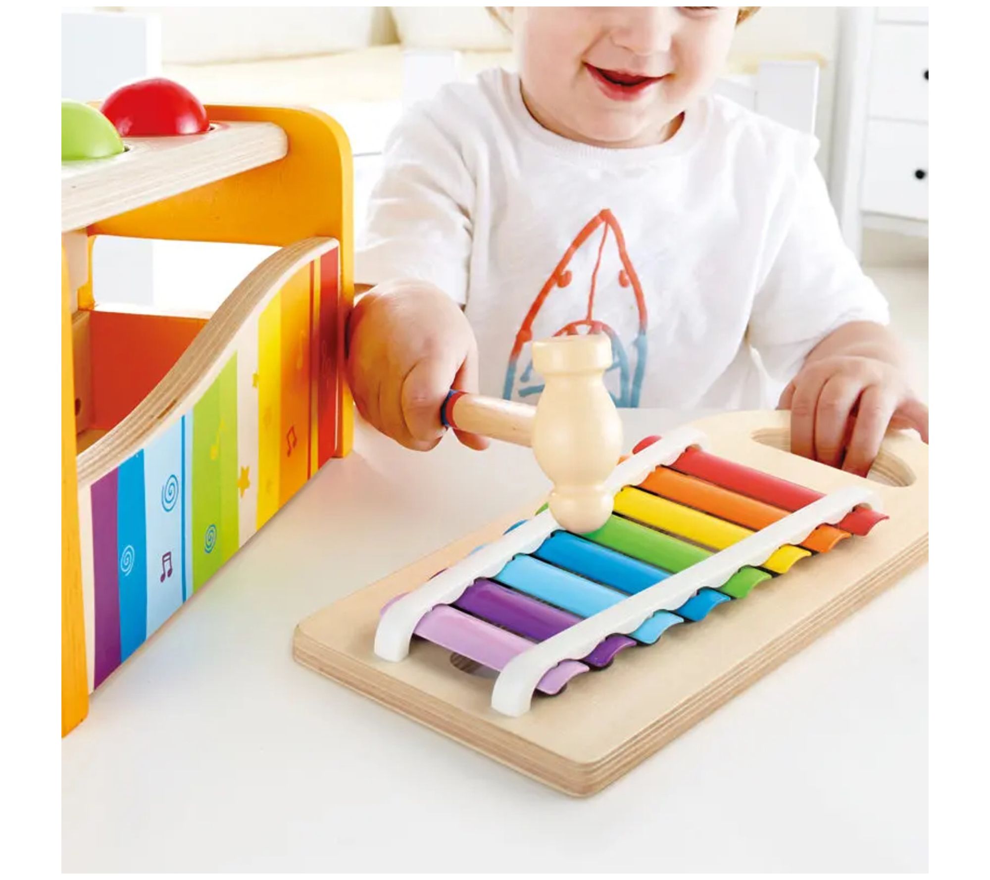 Hape Pound & Tap Bench with Slide Out Xylophone - QVC.com