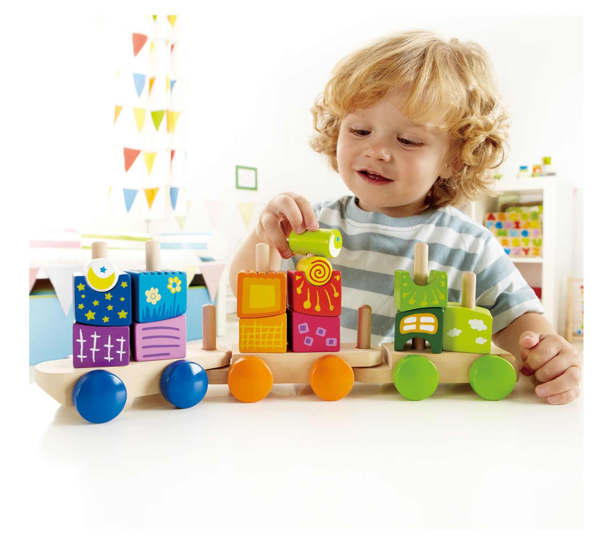 Hape Fantasia Block Train Wooden Sorting & Stacking Toy - QVC.com