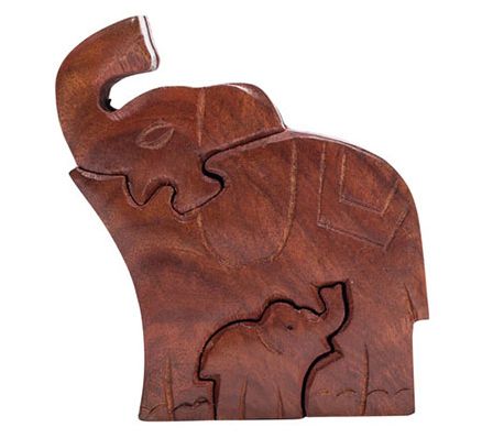 Matr Boomie Mom and Baby Elephant Puzzle Box - QVC.com