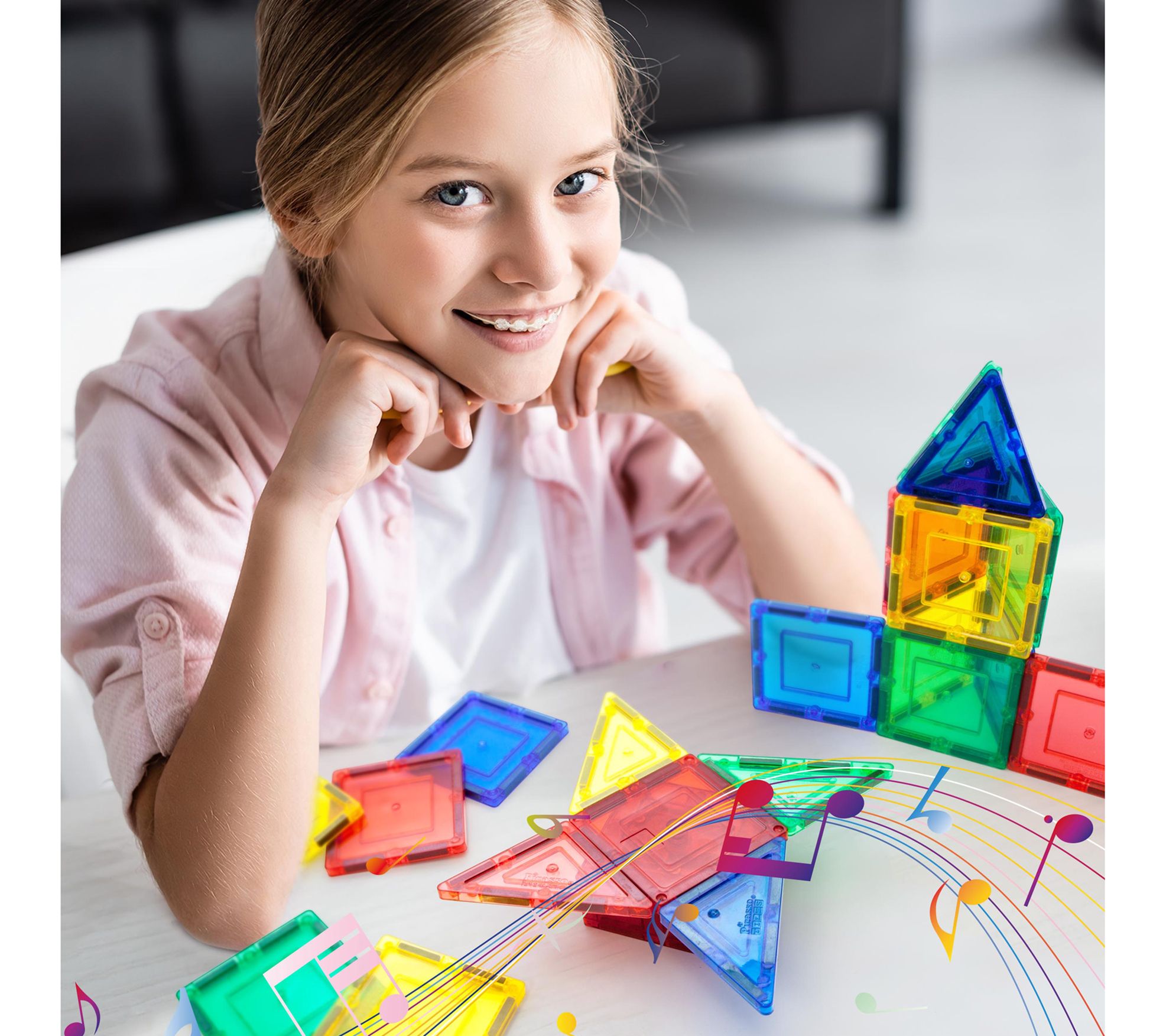 PicassoTiles Interactive Musical Magnetic Building Tile Set - QVC.com