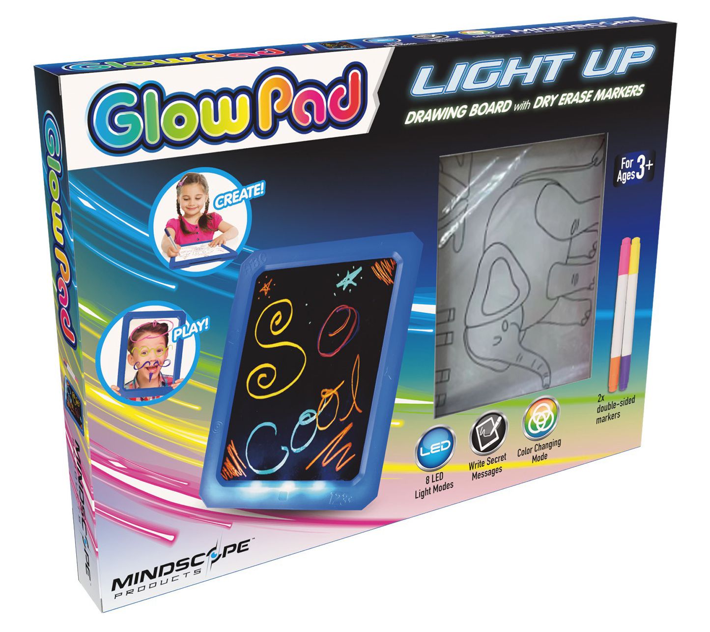 Set of 2 8" x 11" LED Glow Pads with Markers & Accessories - QVC.com