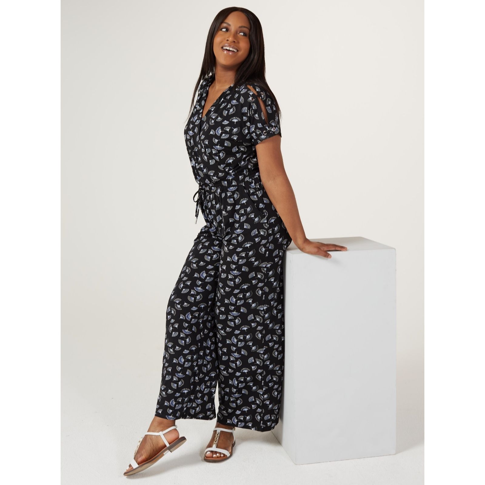 Brenda Edwards Eyelet Sleeve Jumpsuit Tall - QVC UK