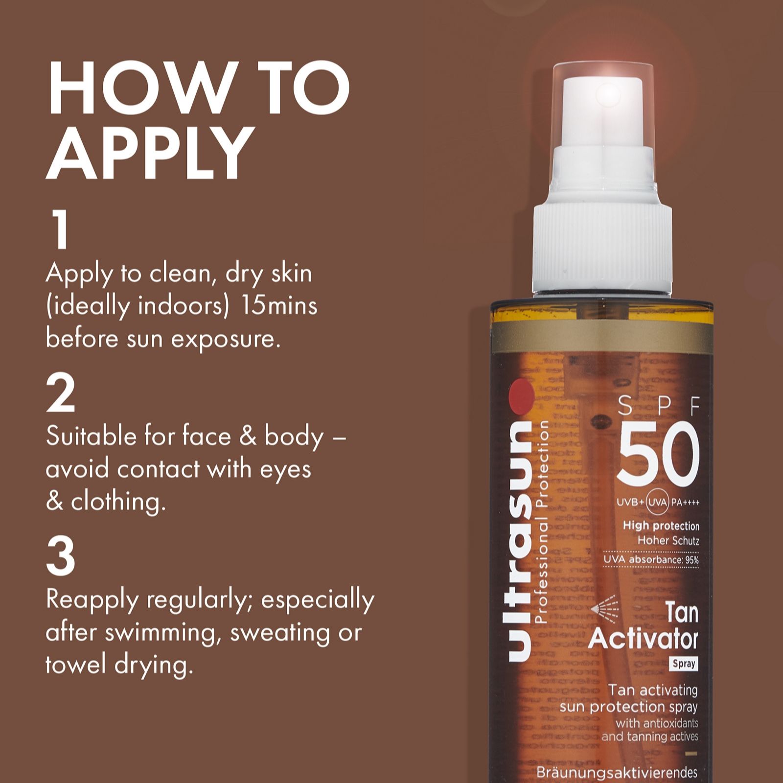 Ultrasun Megasize Body Tan Activator Spray SPF 50 300ml - QVC UK