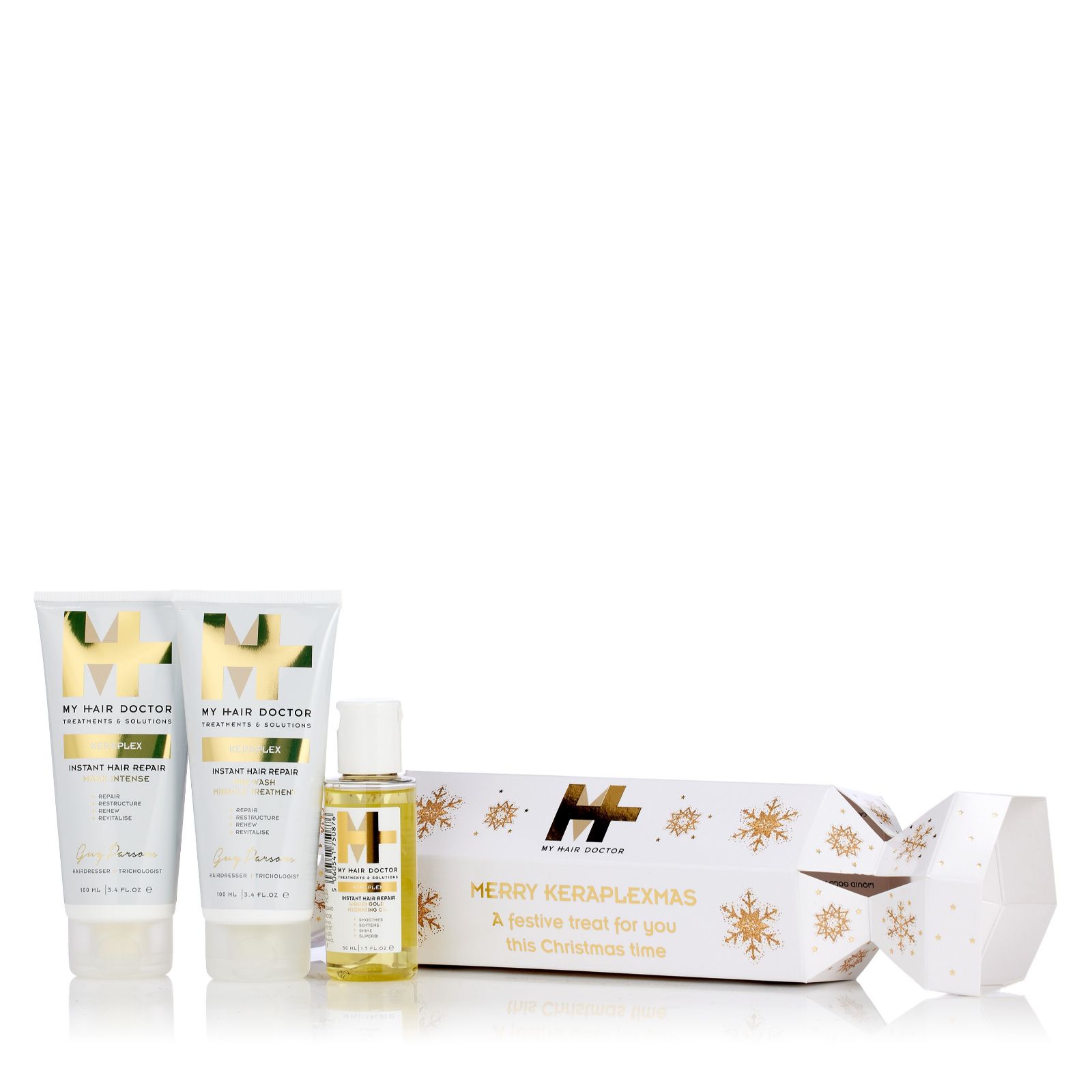 My Hair Doctor Merry Keraplexmas Mask, Liquid Gold & Keraplex Set - QVC UK
