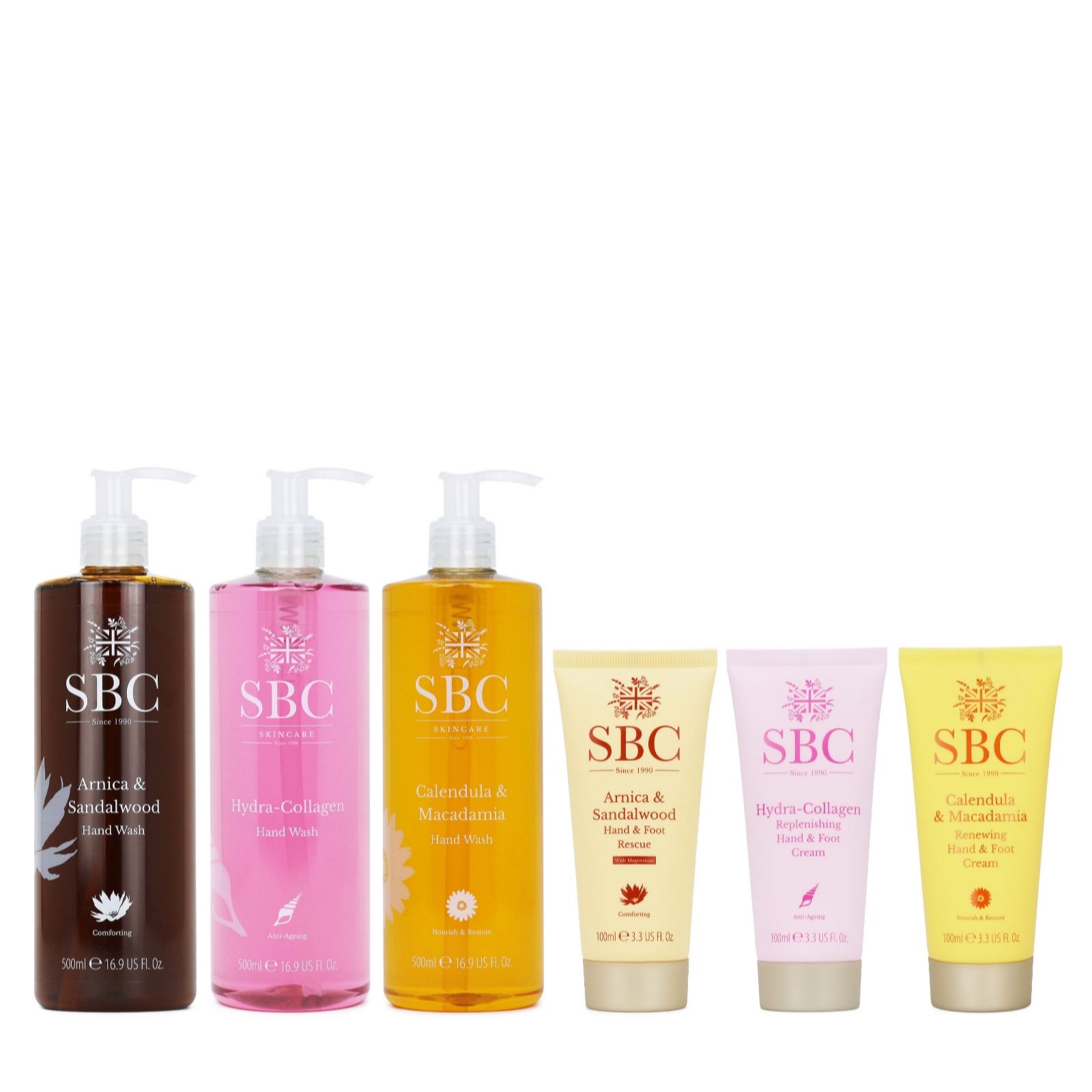 SBC Hand Wash and Foot Cream 6 Piece Collection - QVC UK