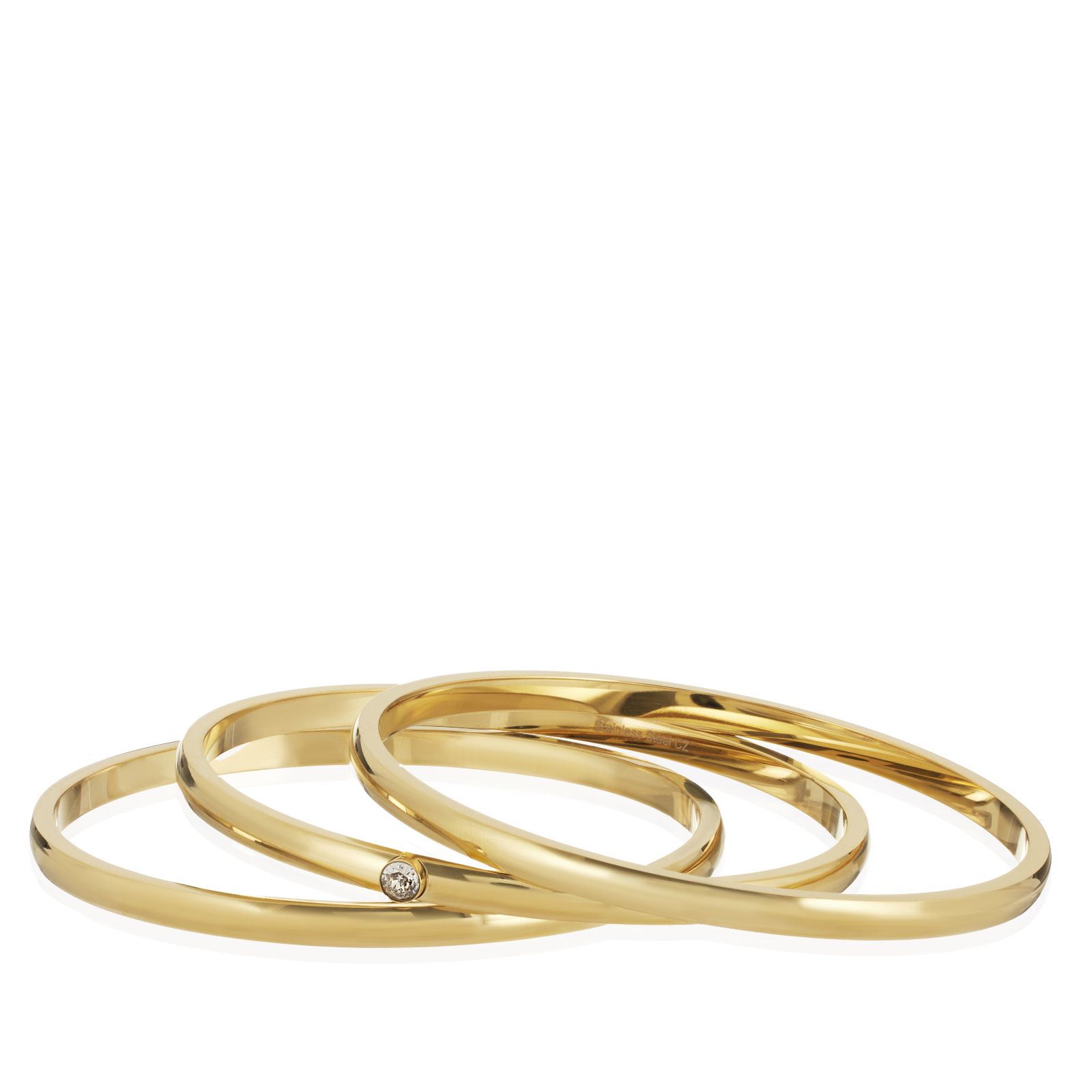 Steel by Diamonique Bangle Stack Stainless Steel - QVC UK