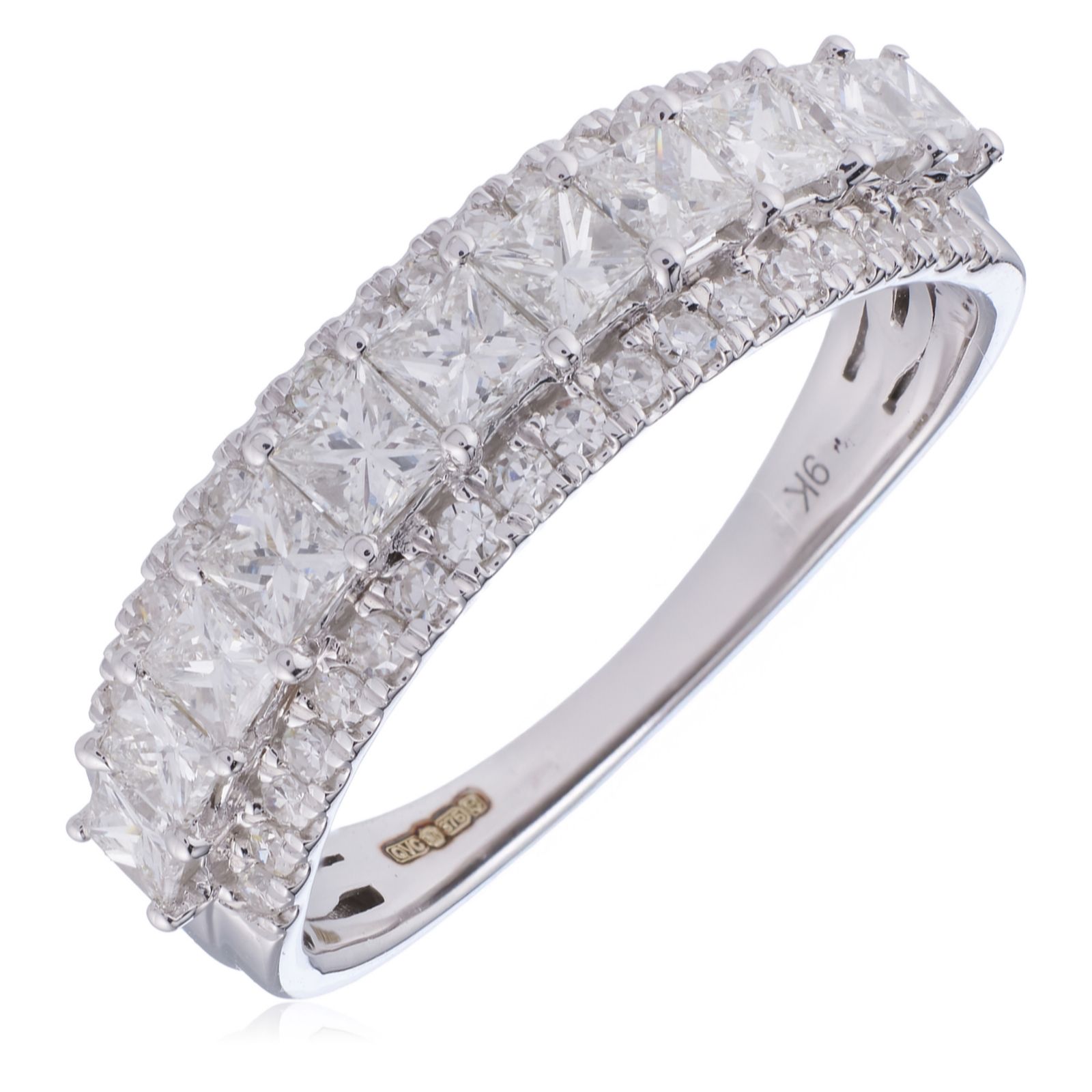 1ct Princess Cut Diamond Band Ring 9ct Gold - QVC UK