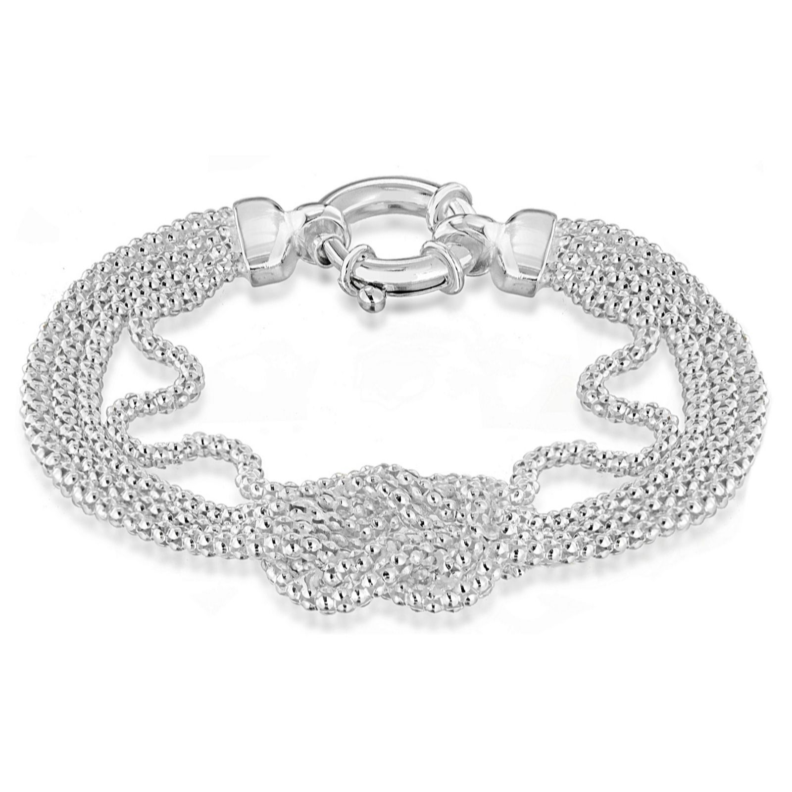 SILVER Popcorn Chain Knot Bracelet 20cm - QVC UK