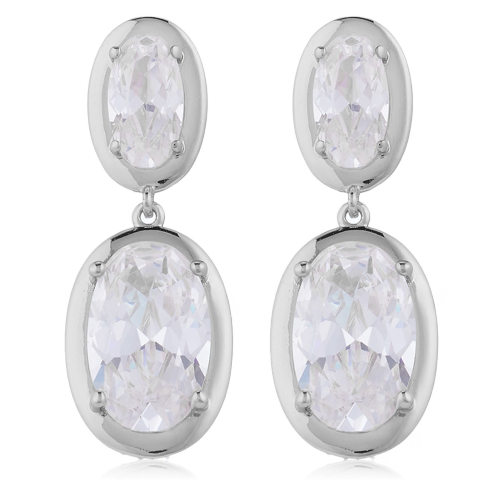 Paul Costelloe for Diamonique Oval Cut Pave Drop Earrings - QVC UK