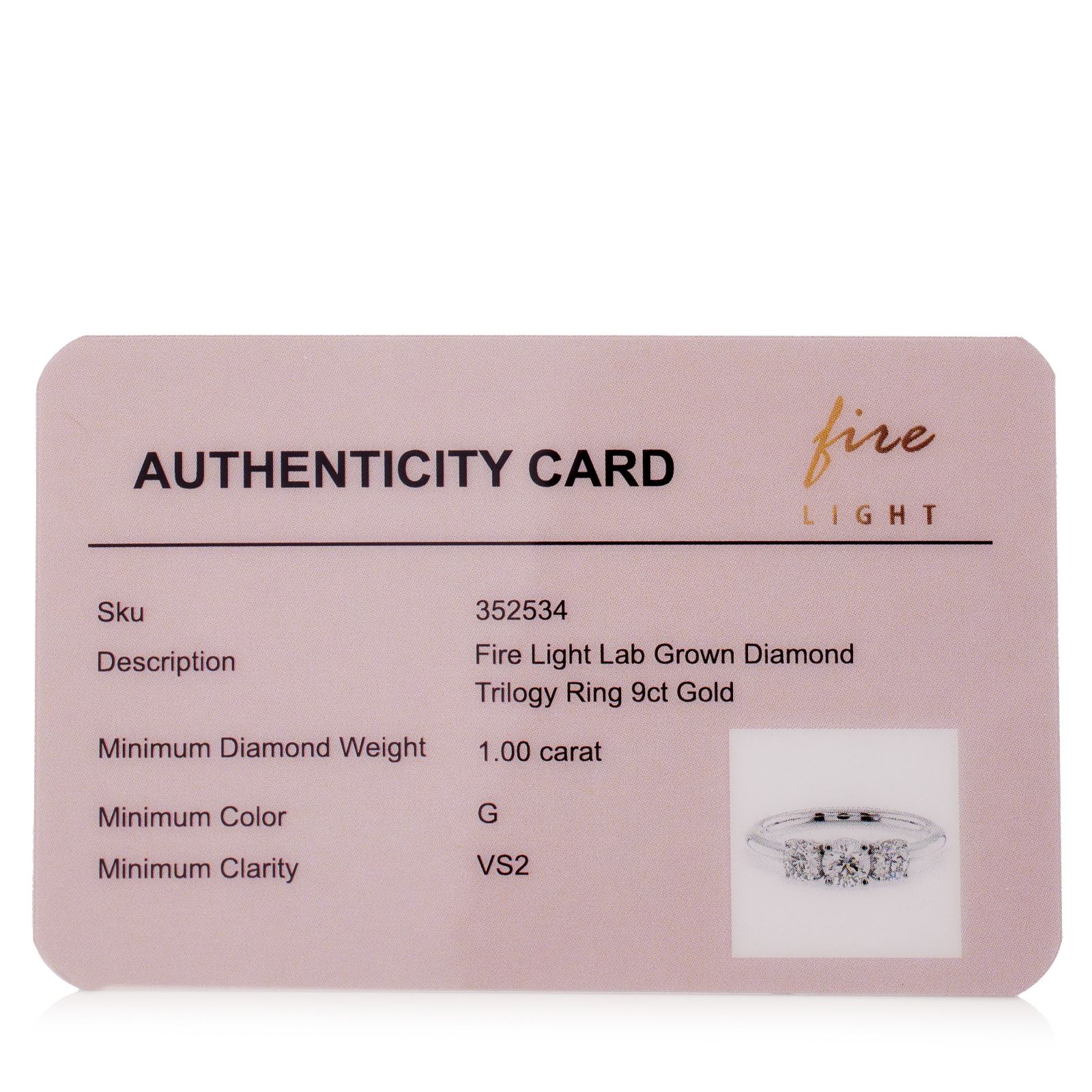 Fire Light 1ct Lab Grown Diamond Trilogy Ring 9ct Gold - QVC UK