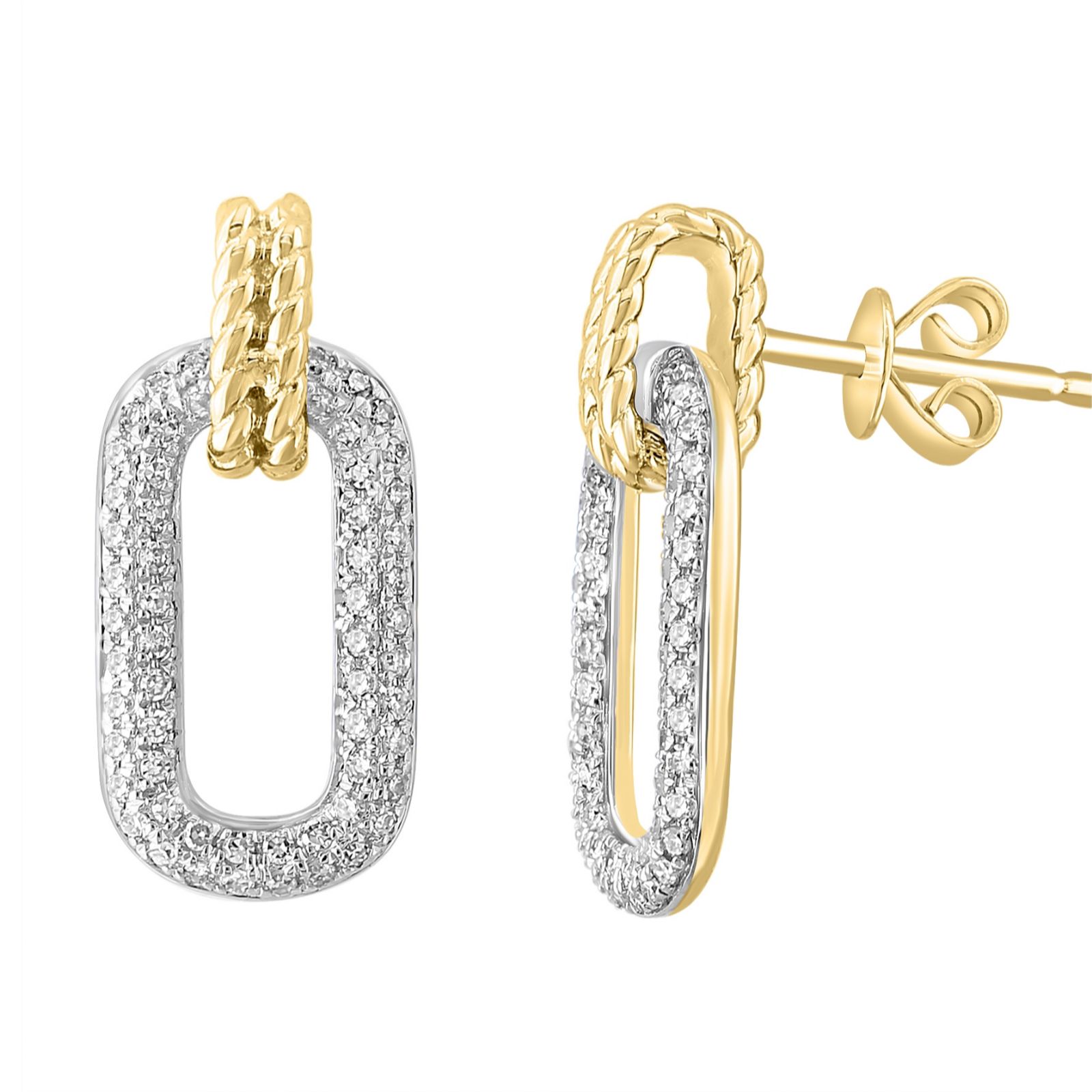 Effy 0.45ct Pave Diamond Drop Earrings 14ct Gold - QVC UK