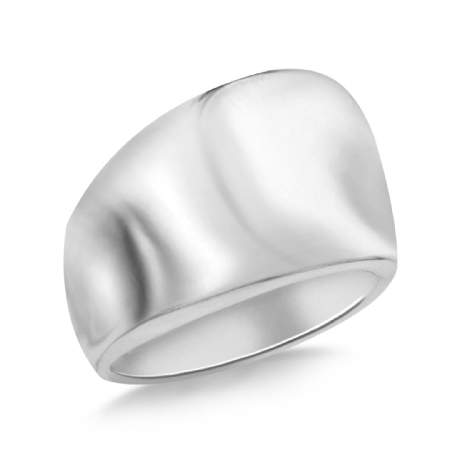 SILVER Organic Polished Ring - QVC UK
