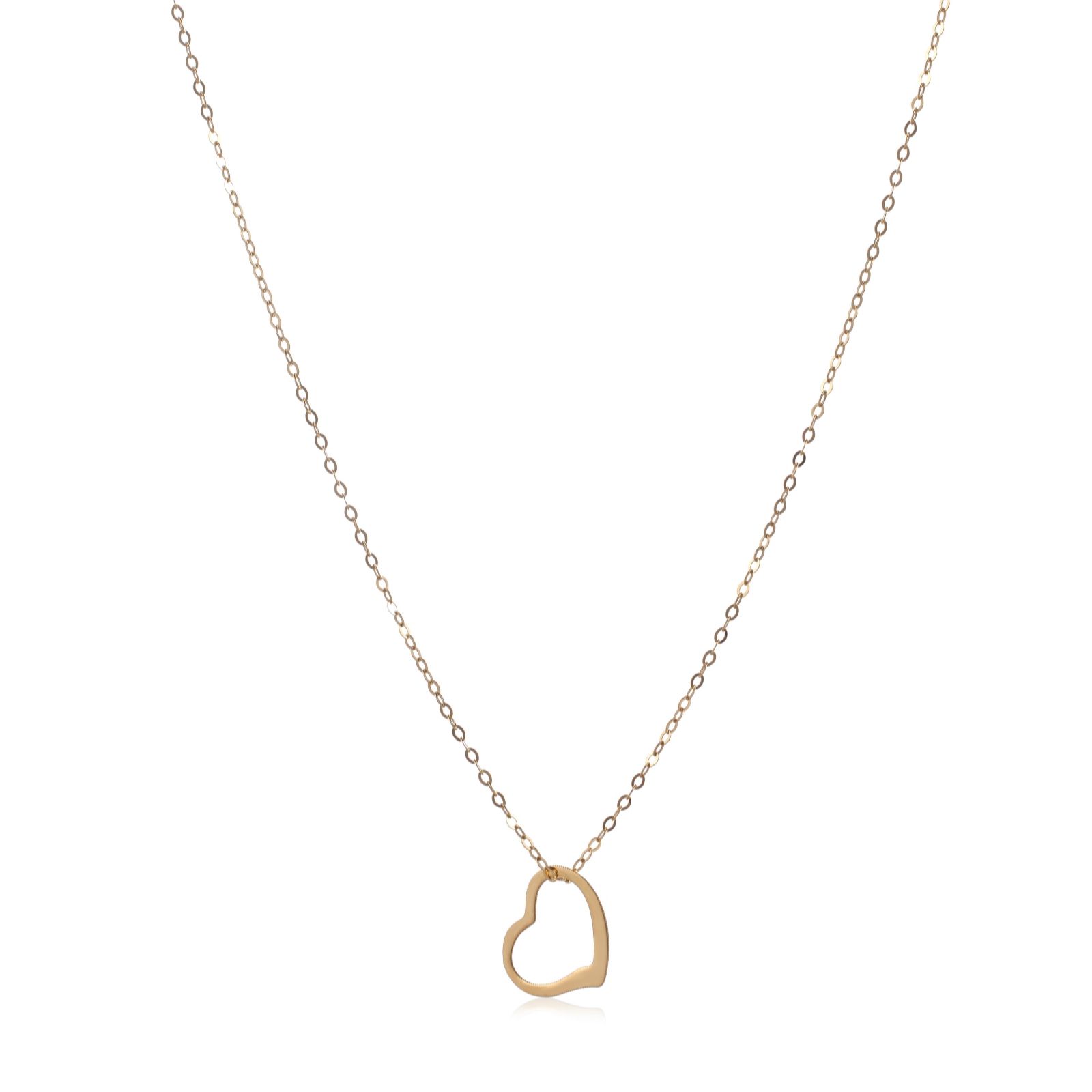 GOLD 9ct Flat Floating Heart Pendant Chain 0.88g QVC UK