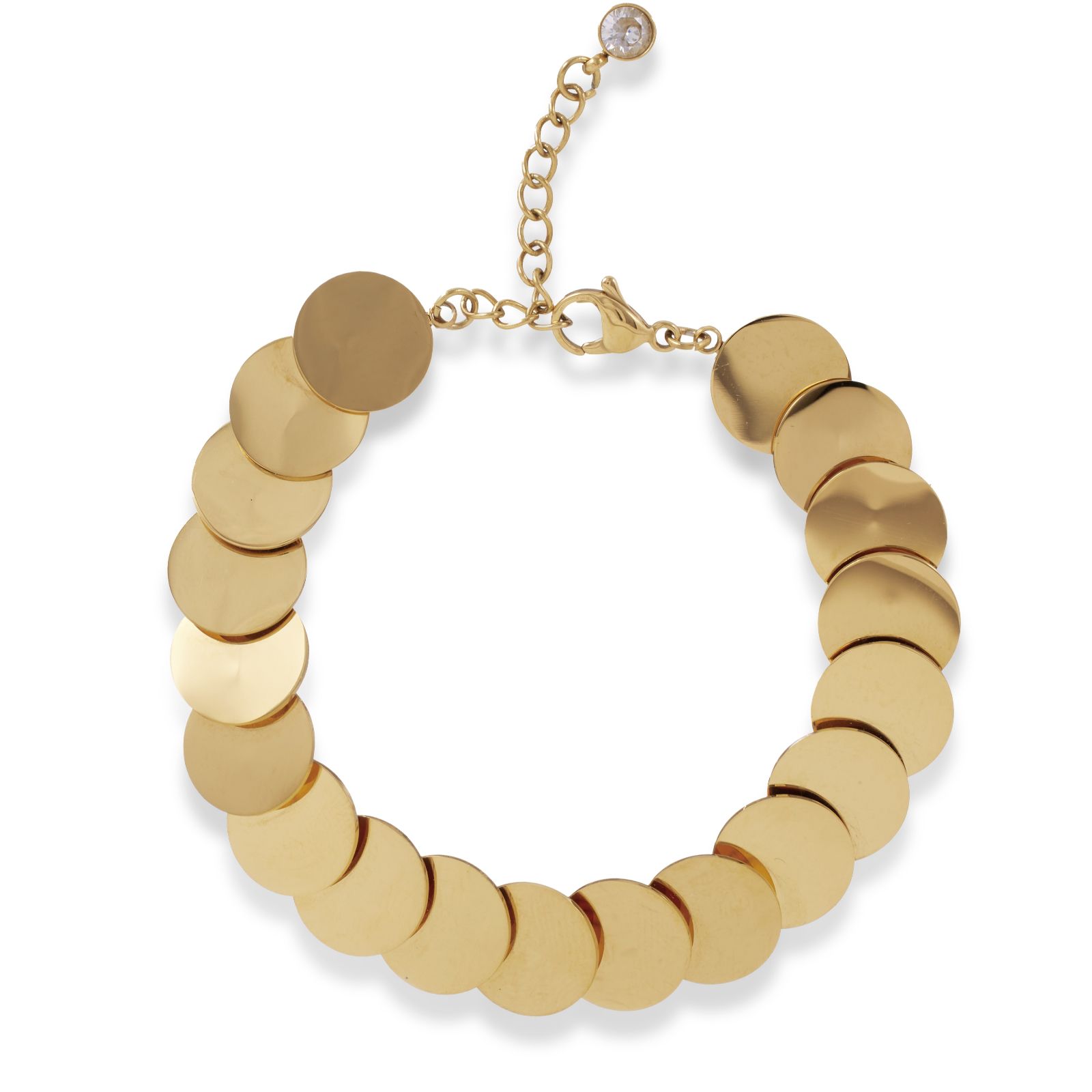 Steel by Diamonique Overlapping Disc Bracelet Stainless Steel - QVC UK