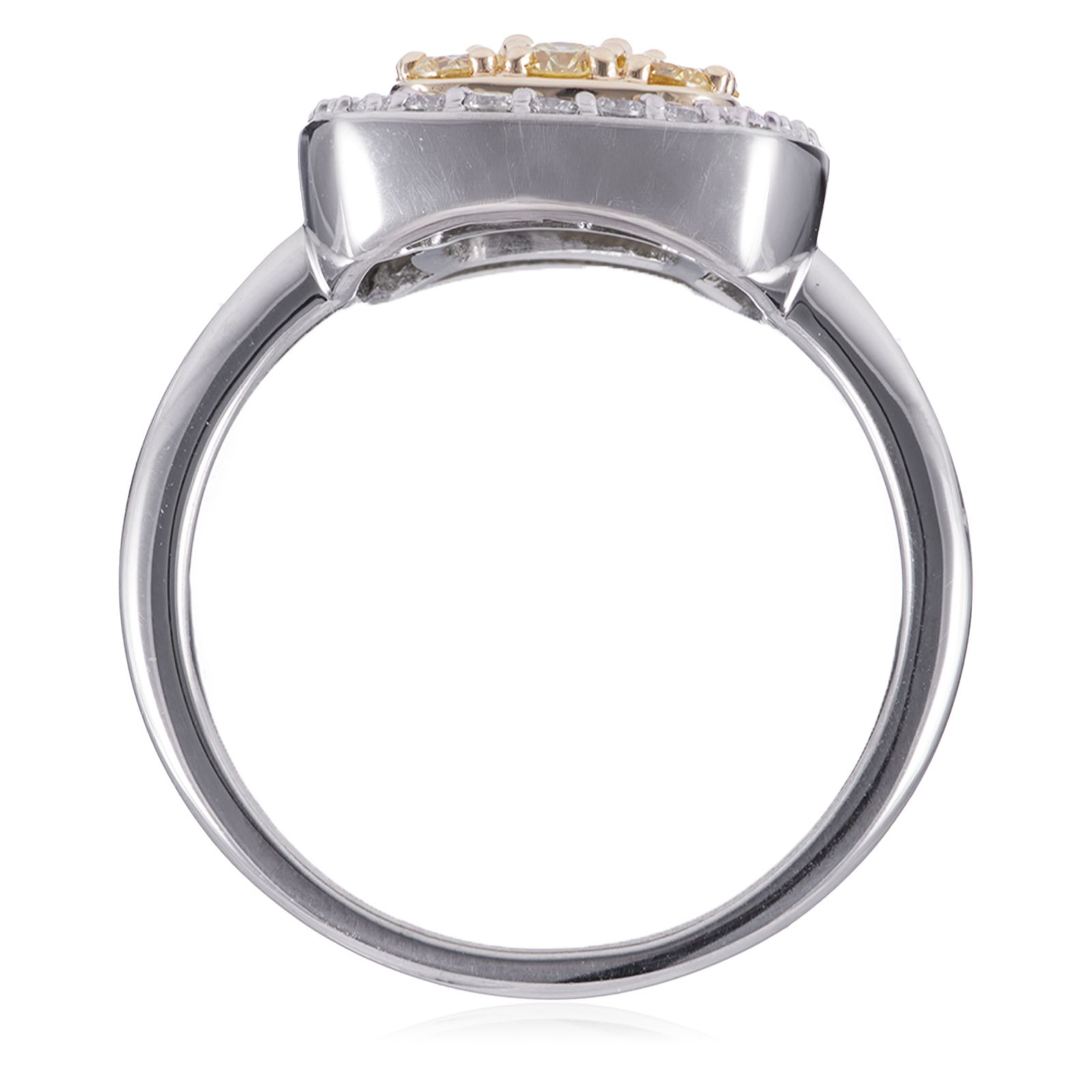 Fire Light 0.52ct Yellow & 0.23ct Lab Grown Diamond Cushion Ring ...