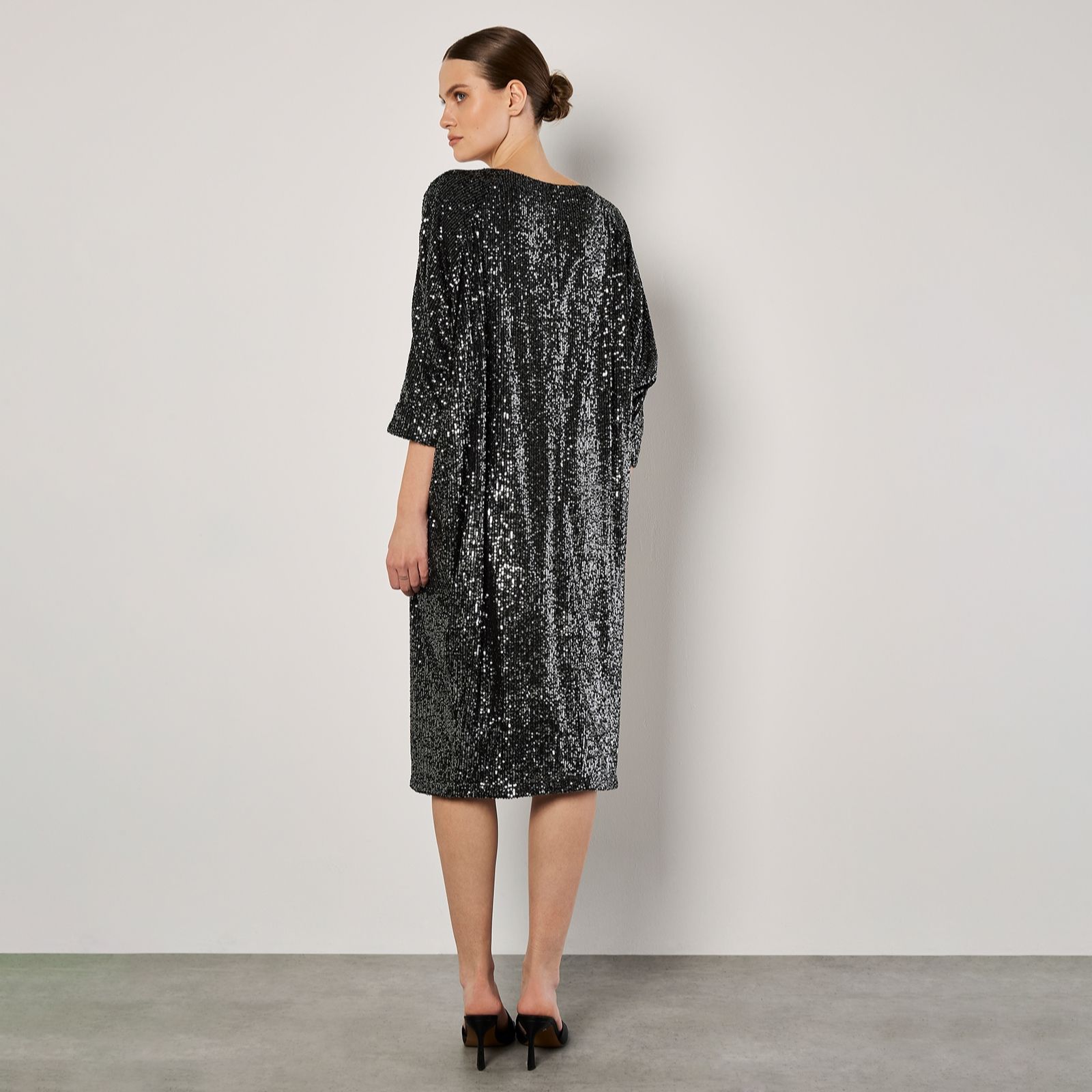 Apricot Sequin Lines Cocoon Dress - QVC UK