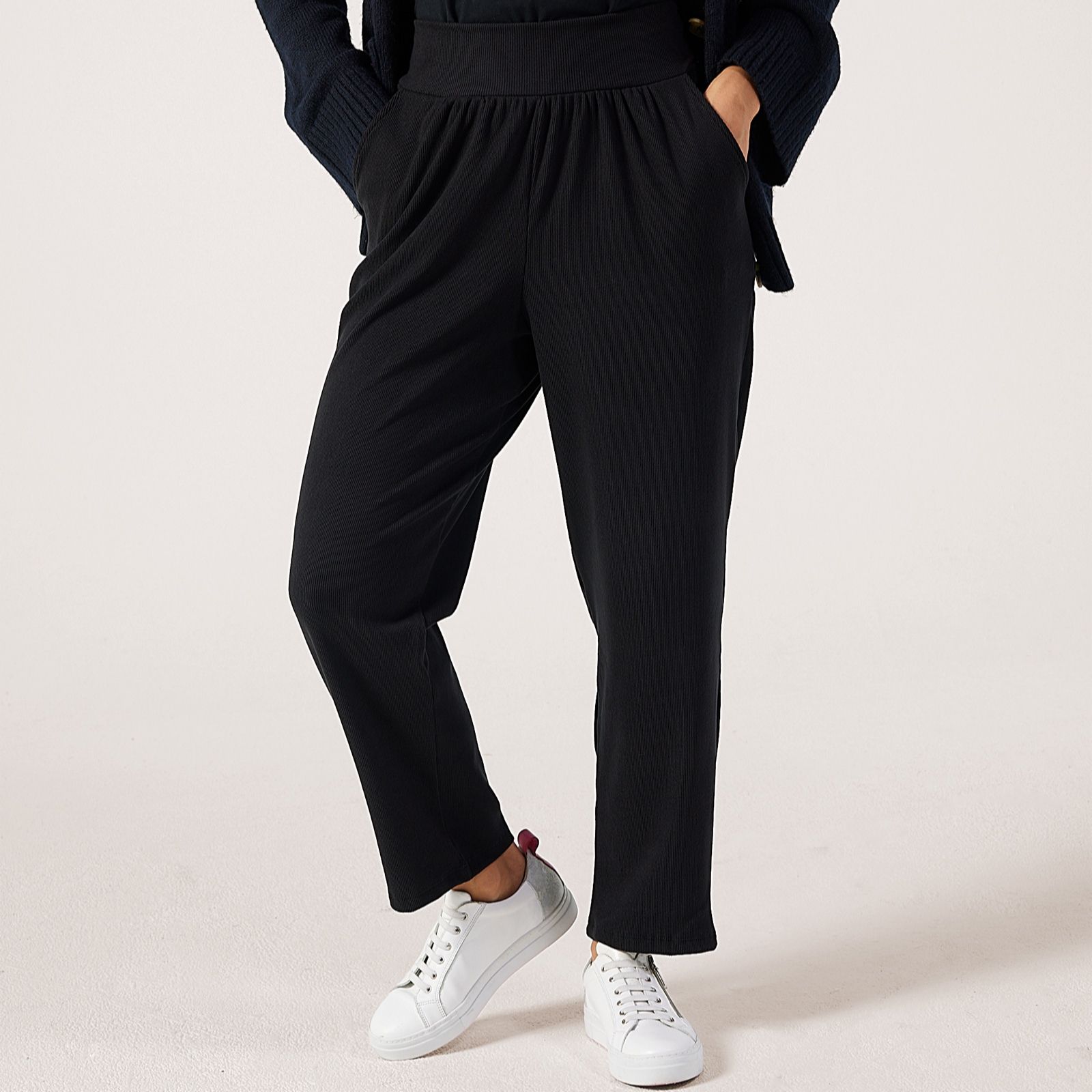 Kim & Co Soft Rib Knit Standard Wellness Trousers - QVC UK