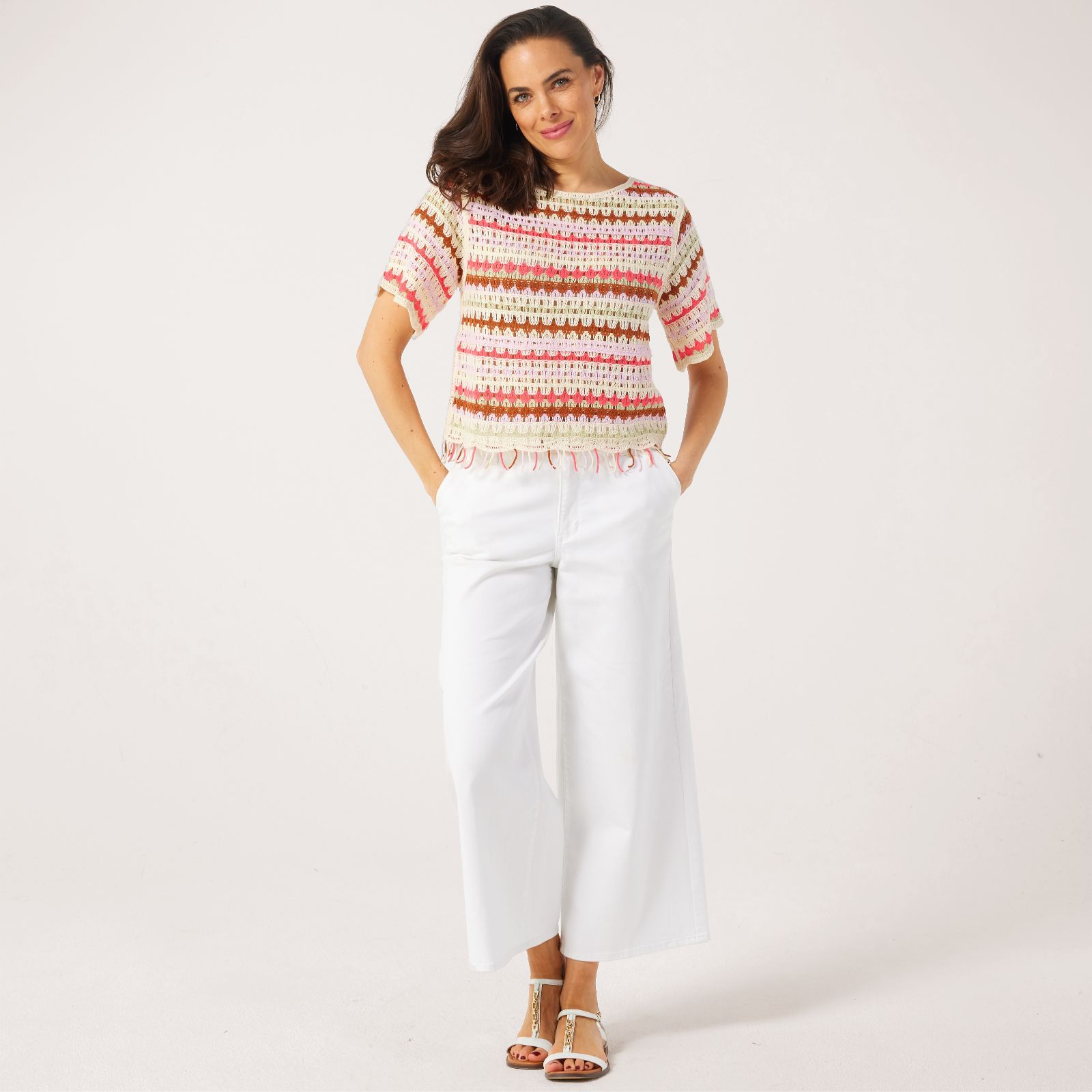 ICHI Bandie Short Sleeve Top - QVC UK