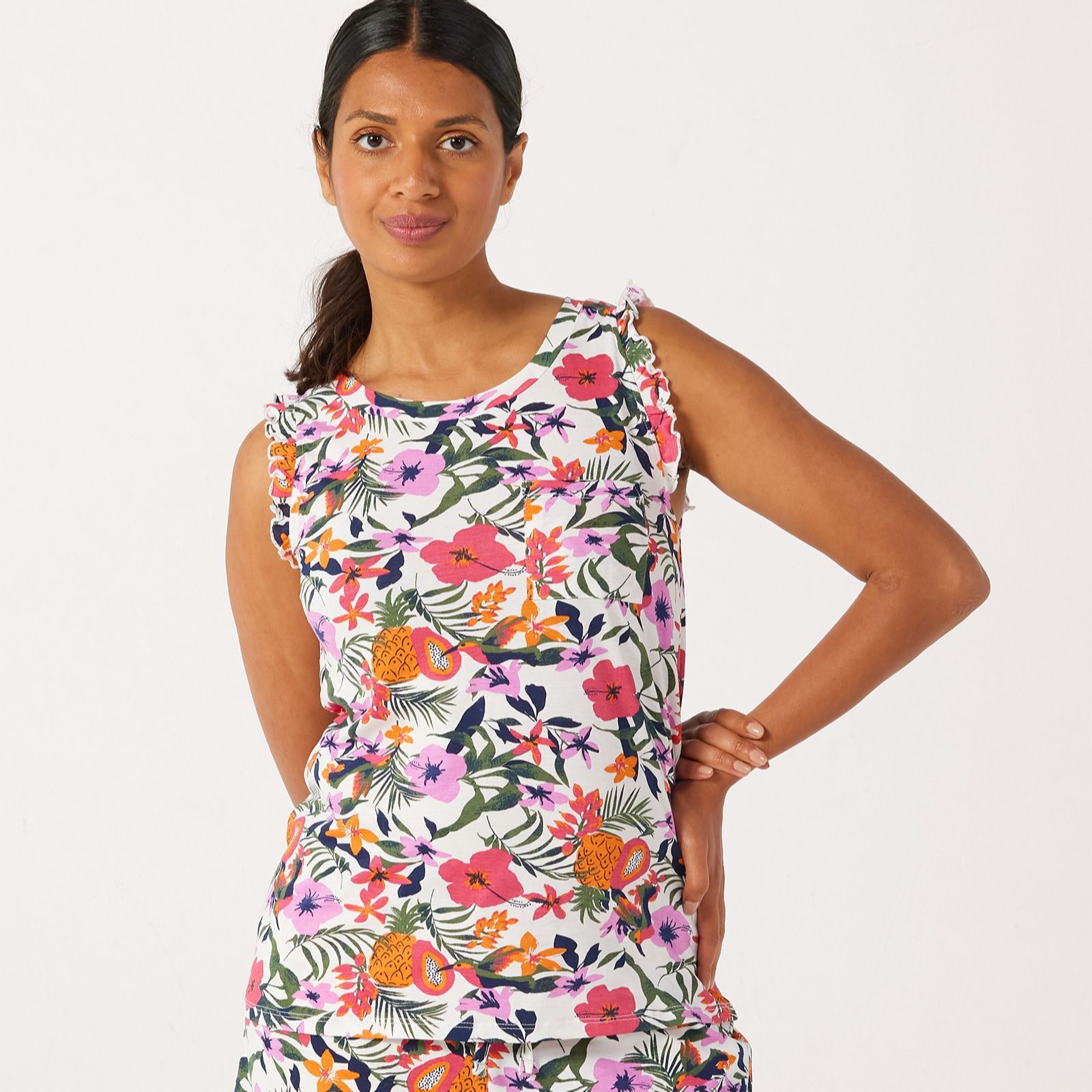 Cozee Home Frill Cami and Short Pyjama Set - QVC UK