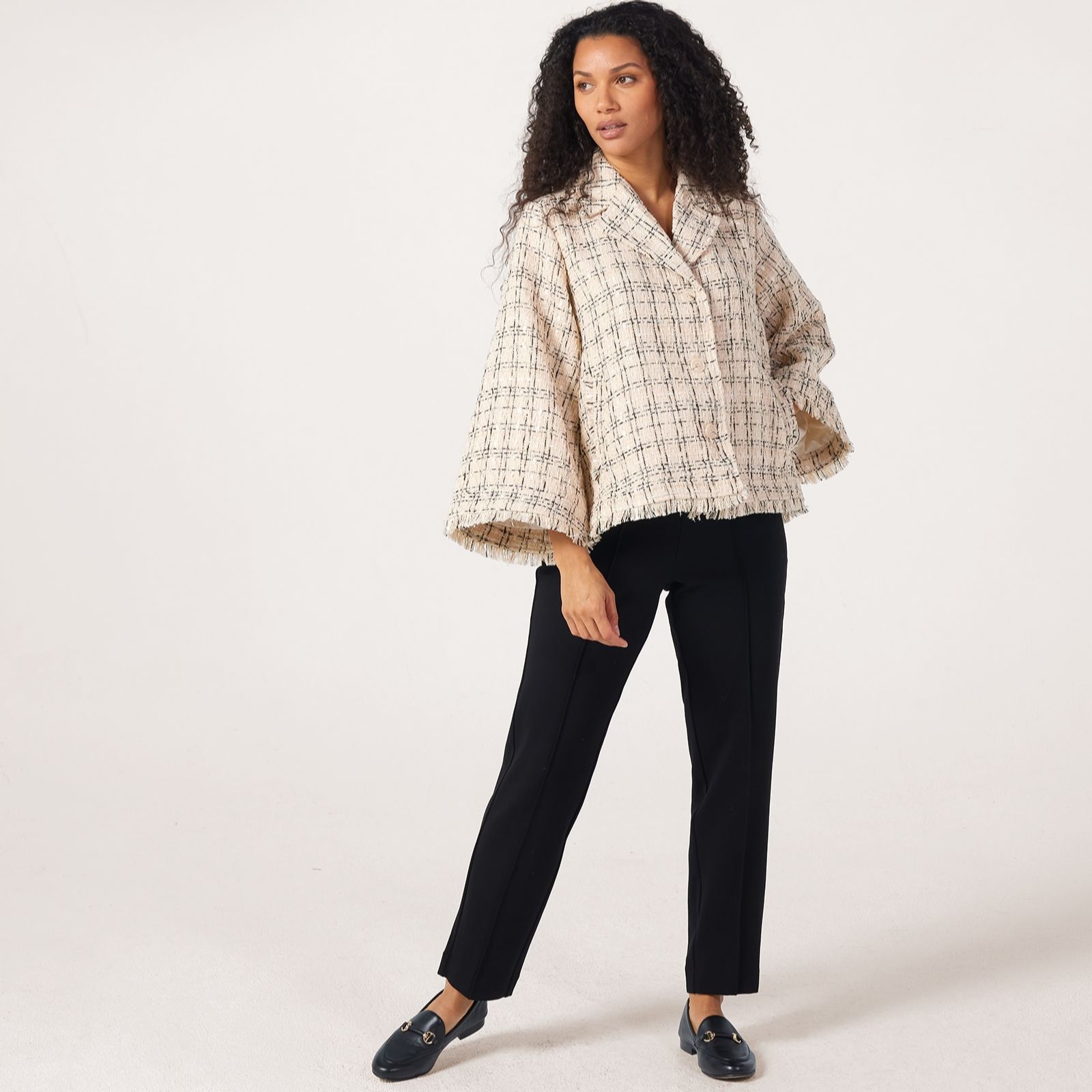 MarlaWynne Collection Tweed Feel Cape Jacket - QVC UK