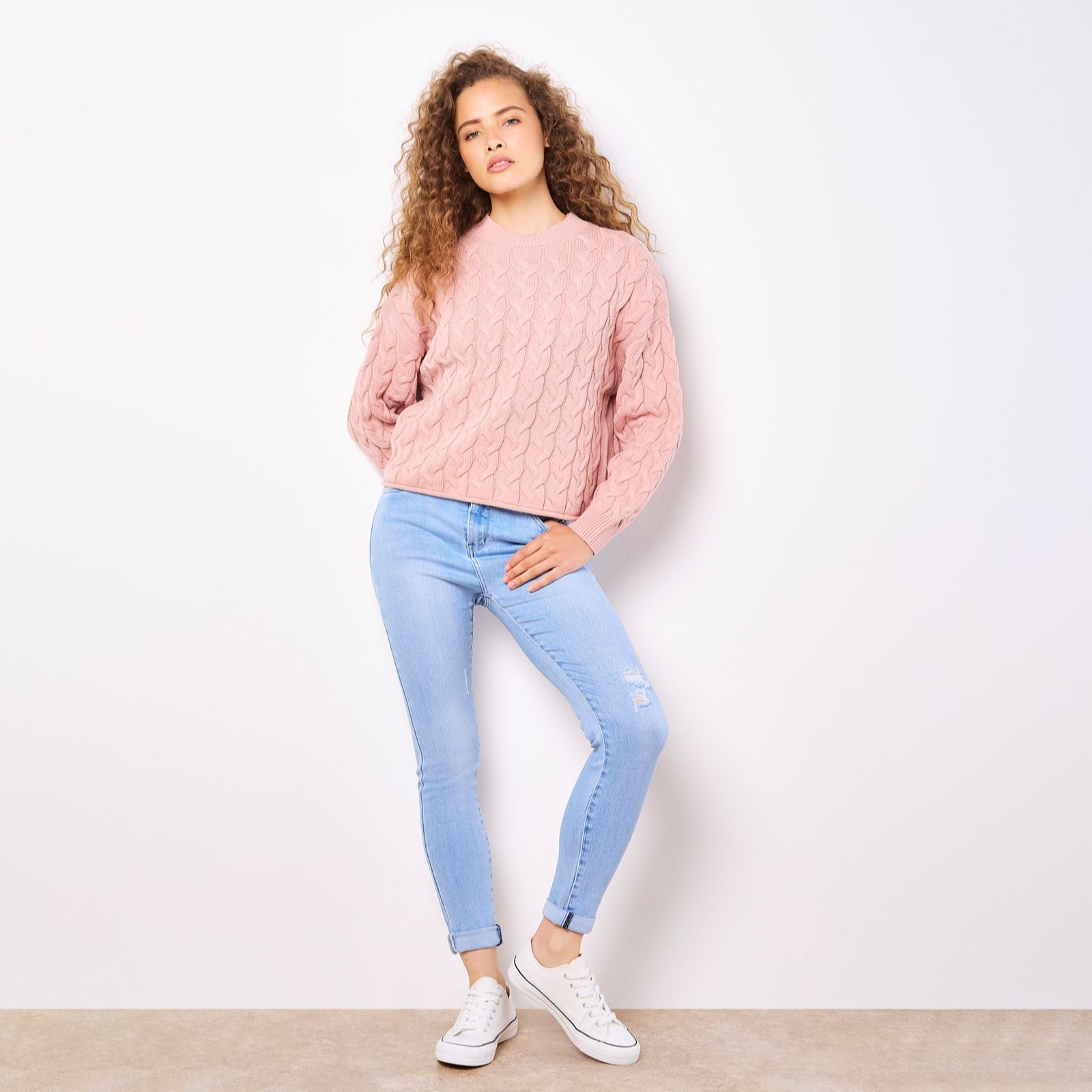 Apricot Vertical Cable Cotton Mix Jumper - QVC UK