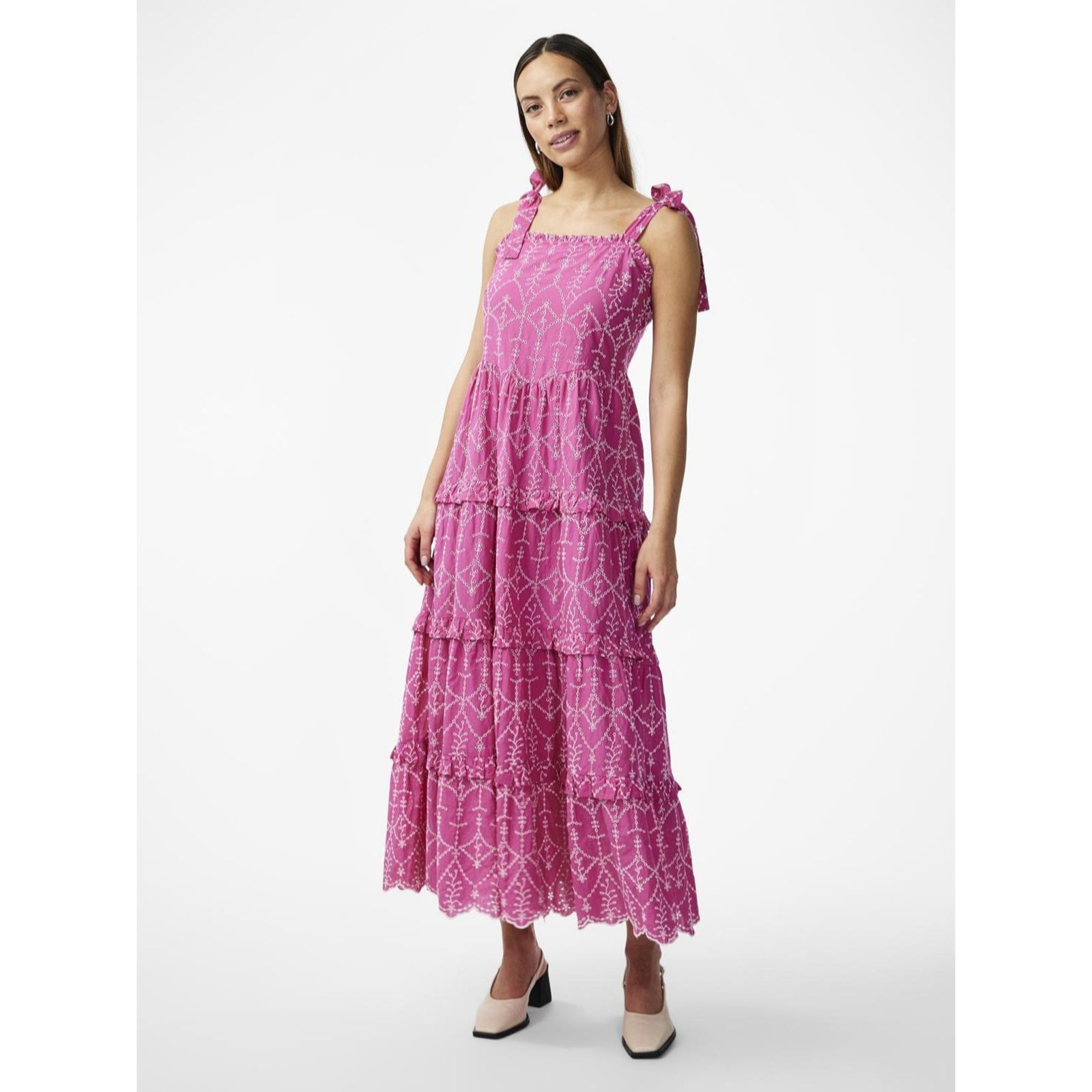 YAS Malura Embroidered Tiered Maxi Dress - QVC UK