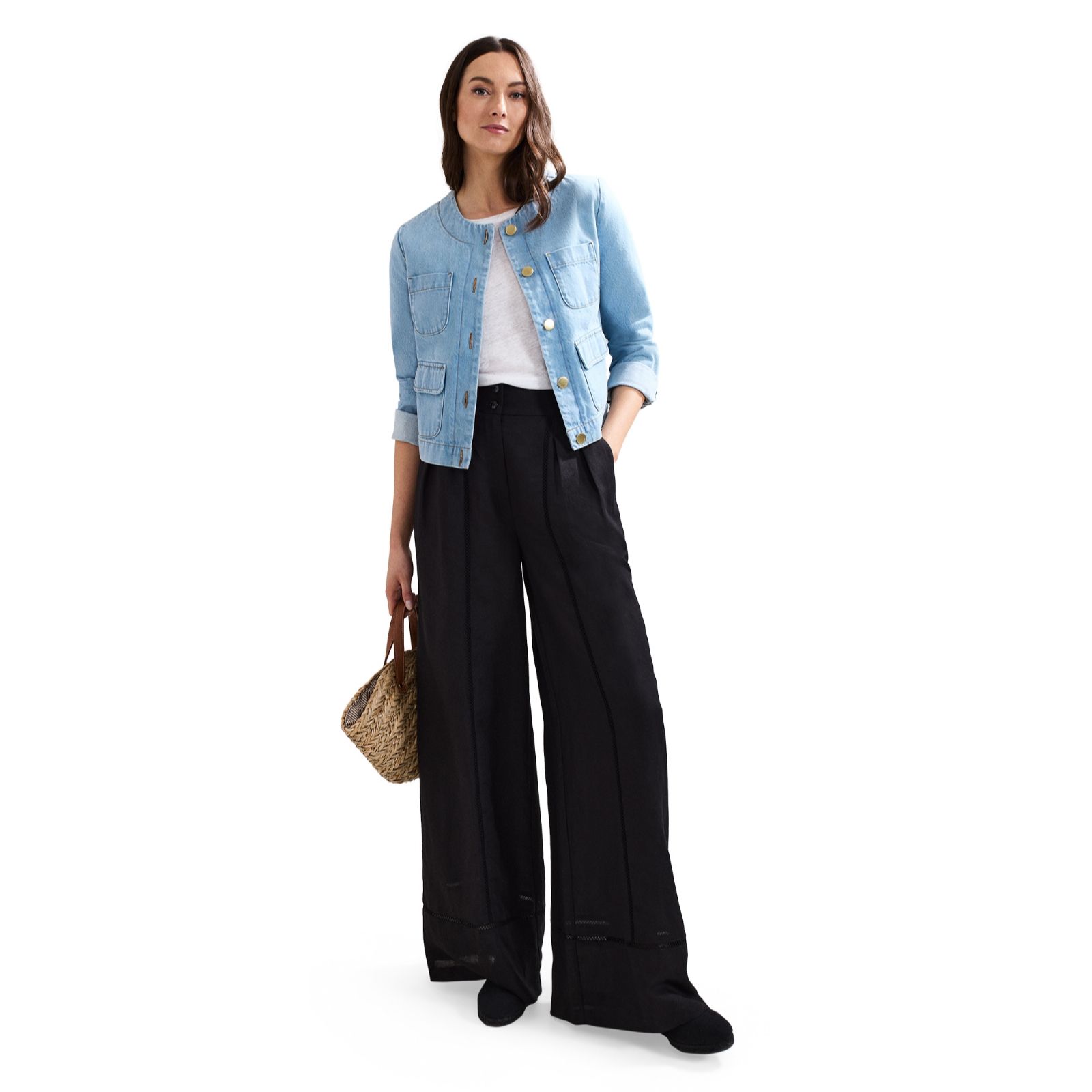 Phase Eight Ayse Linen Wide Leg Trouser - QVC UK