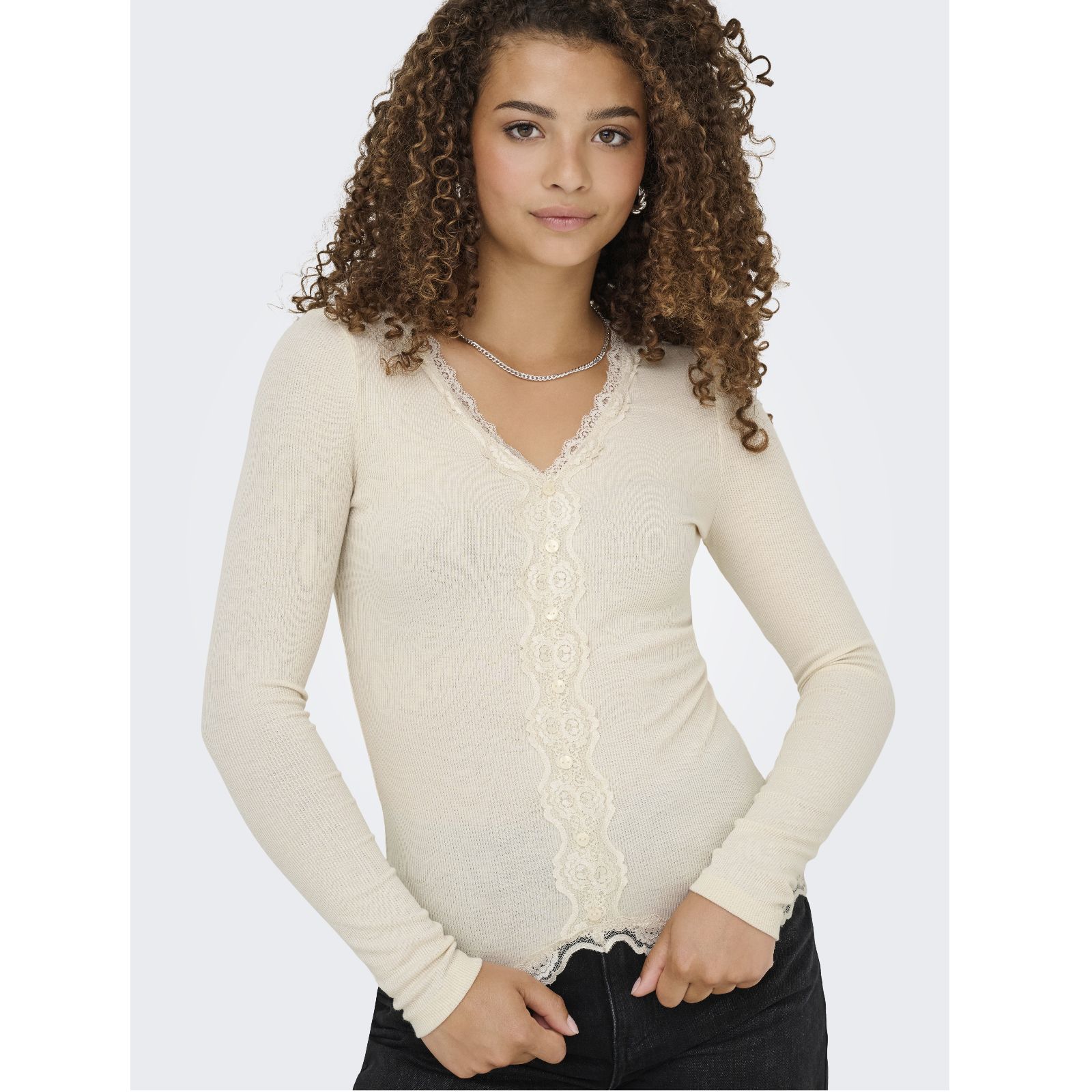 Only Lenea Lace Detail Top - QVC UK