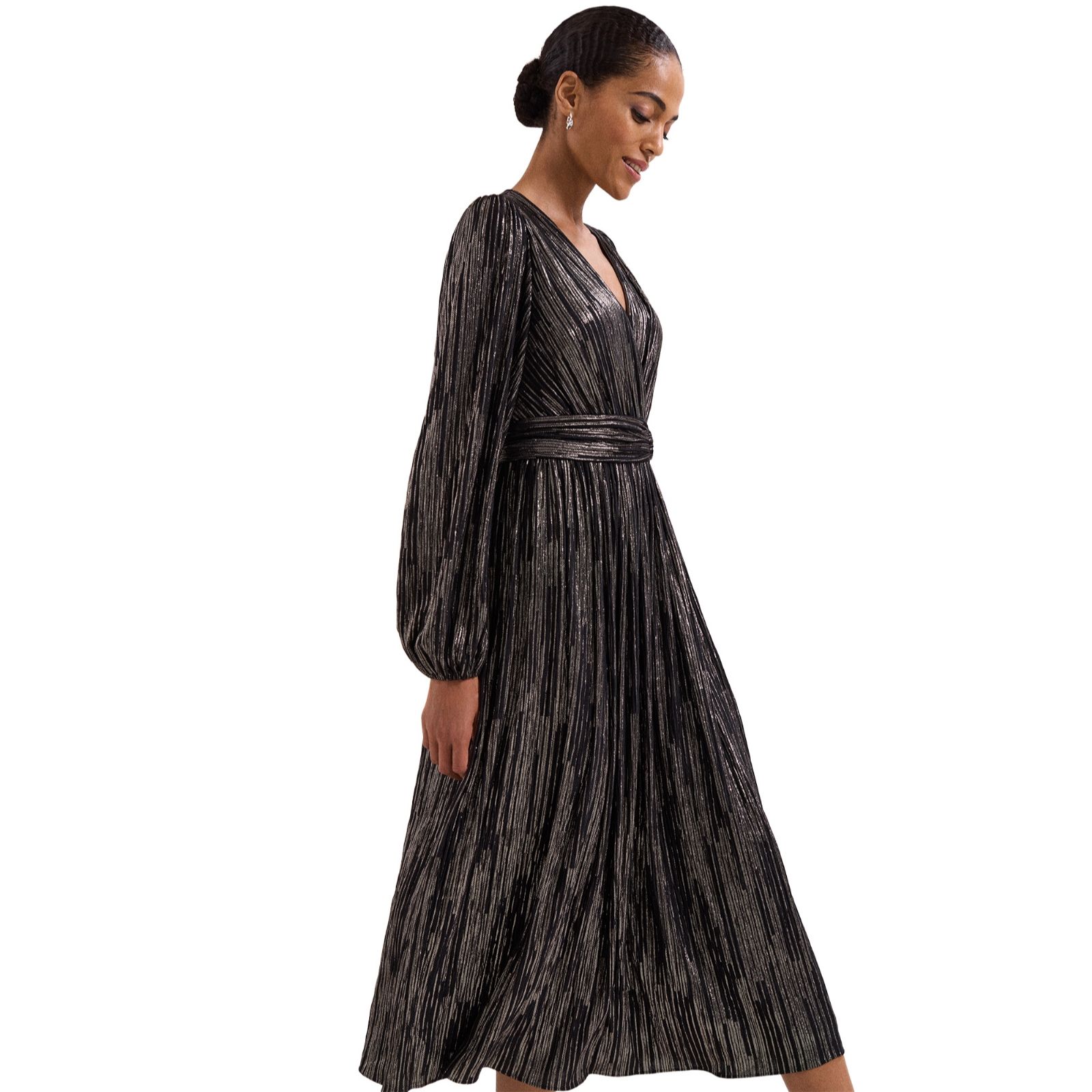Phase Eight Emre Stripe Midi Dress Standard - QVC UK