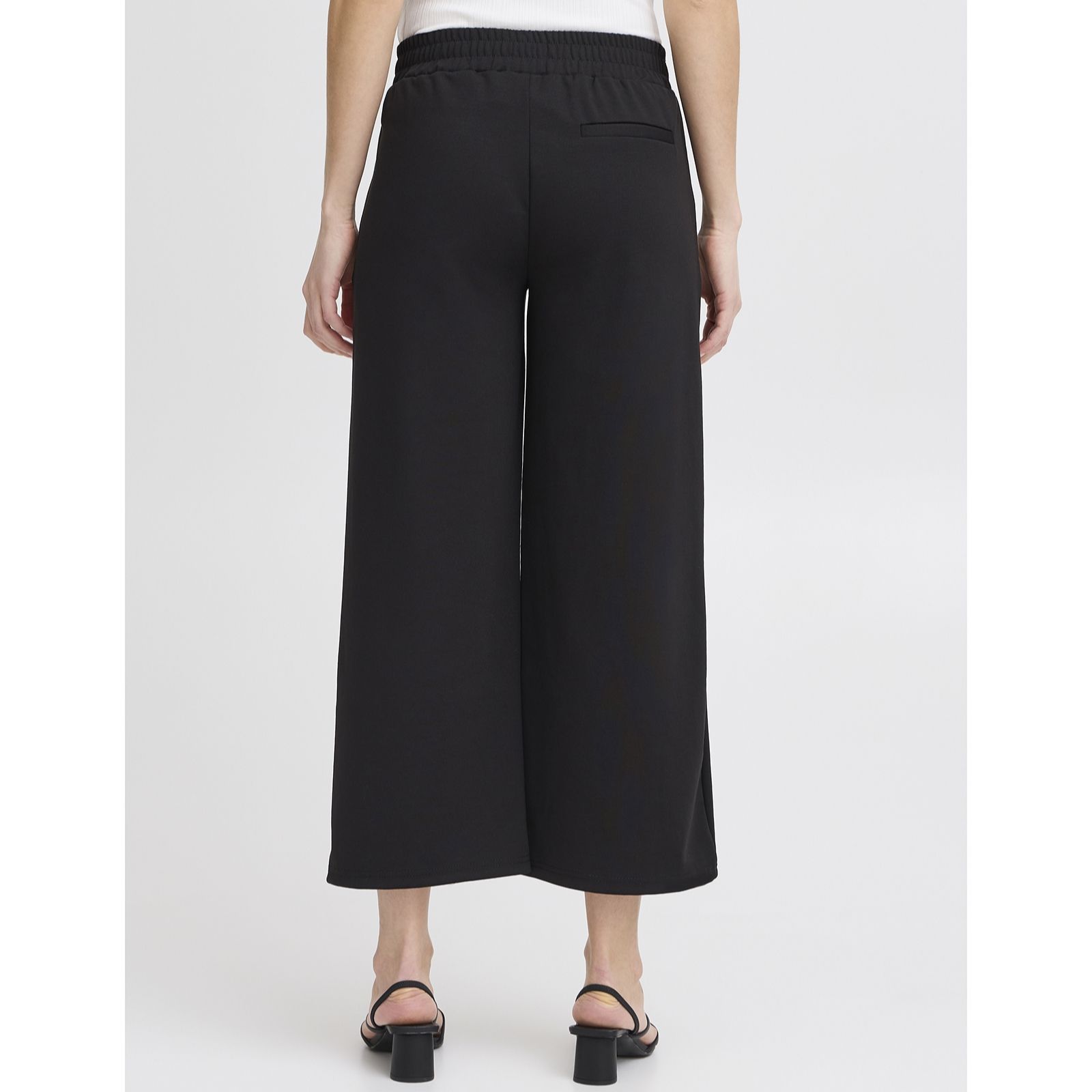 ICHI Kate Sus Wide-Leg Cropped Trousers - QVC UK
