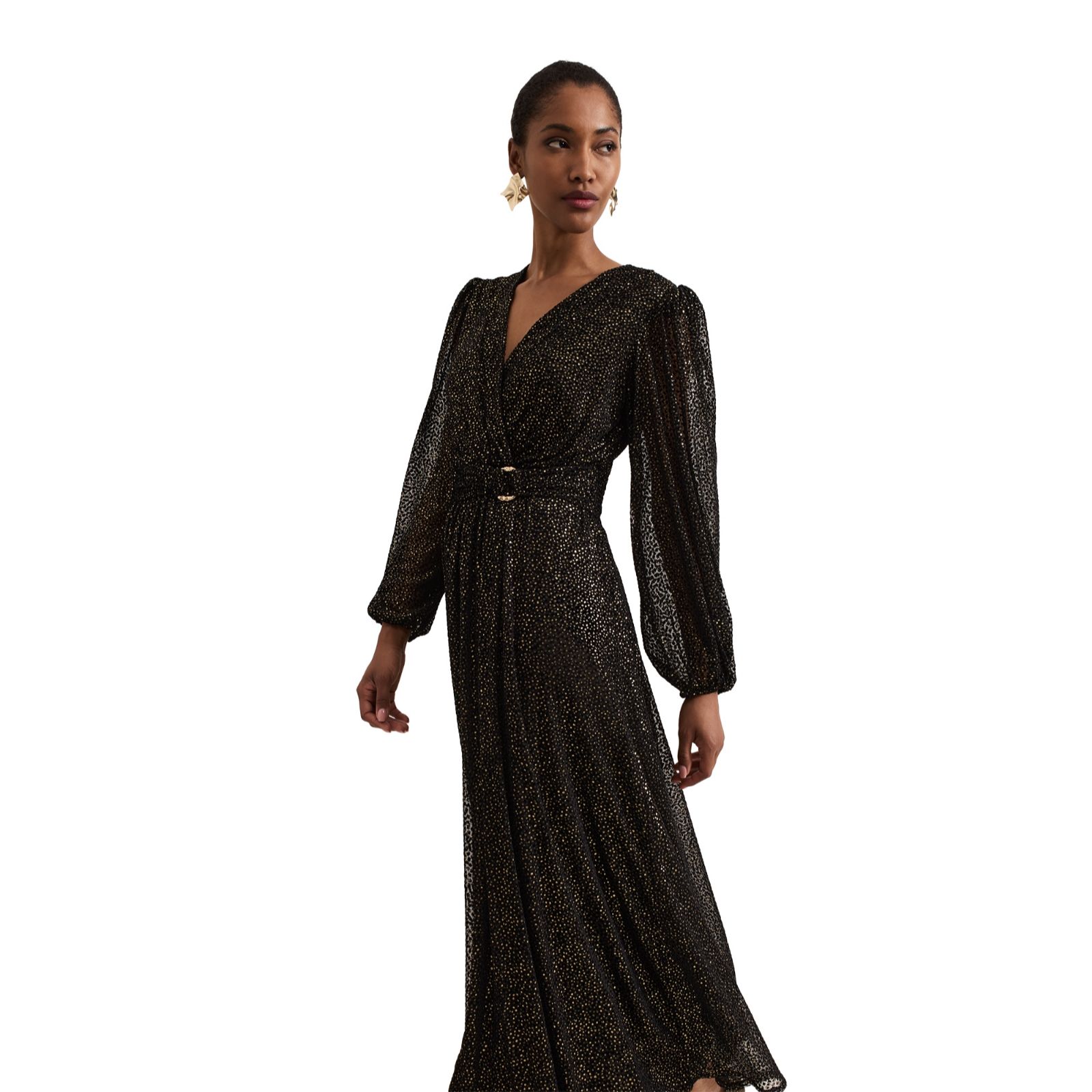 Phase Eight Emre Shimmer Burnout Midi Dress - QVC UK