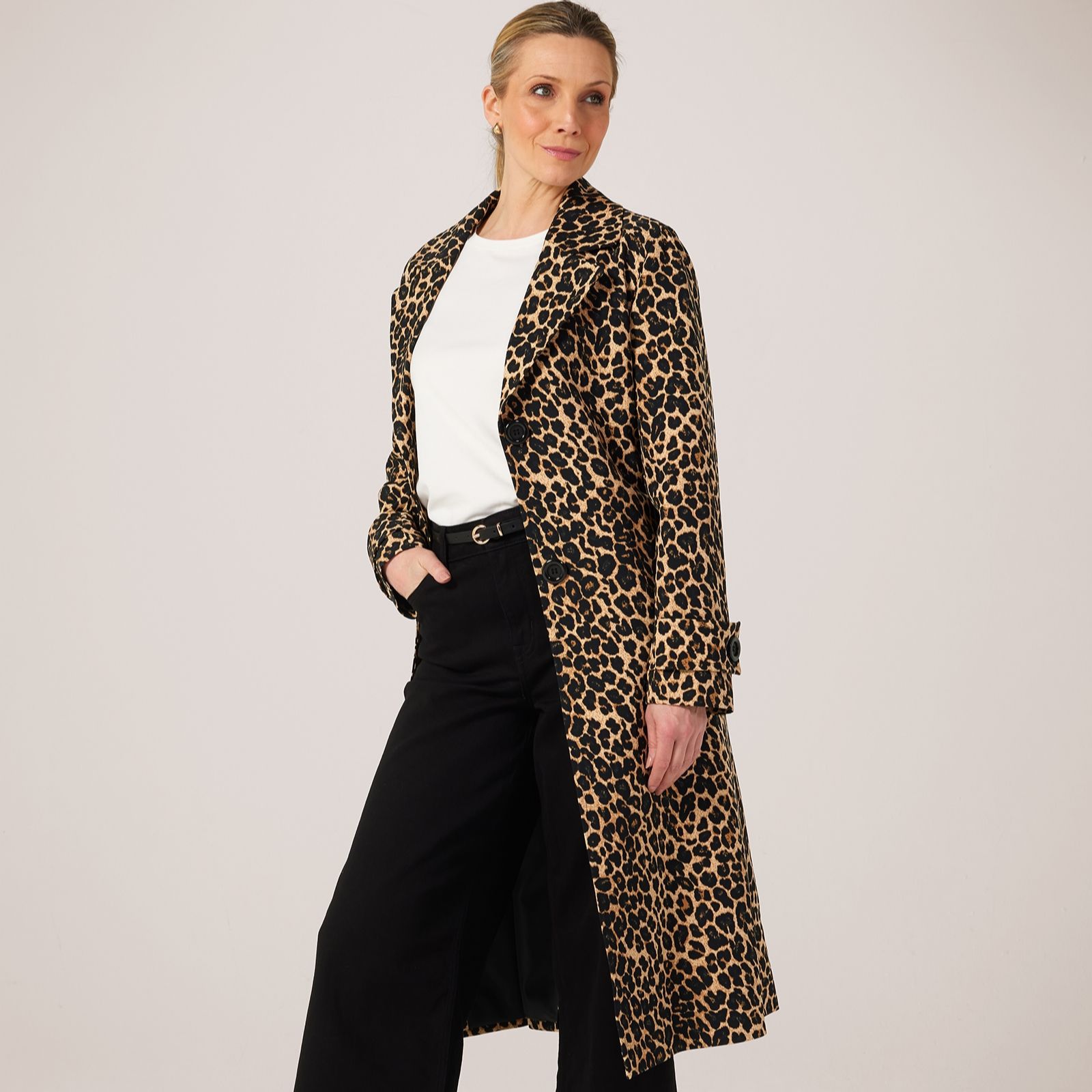 Helene Berman Animal Print Trench Coat - QVC UK