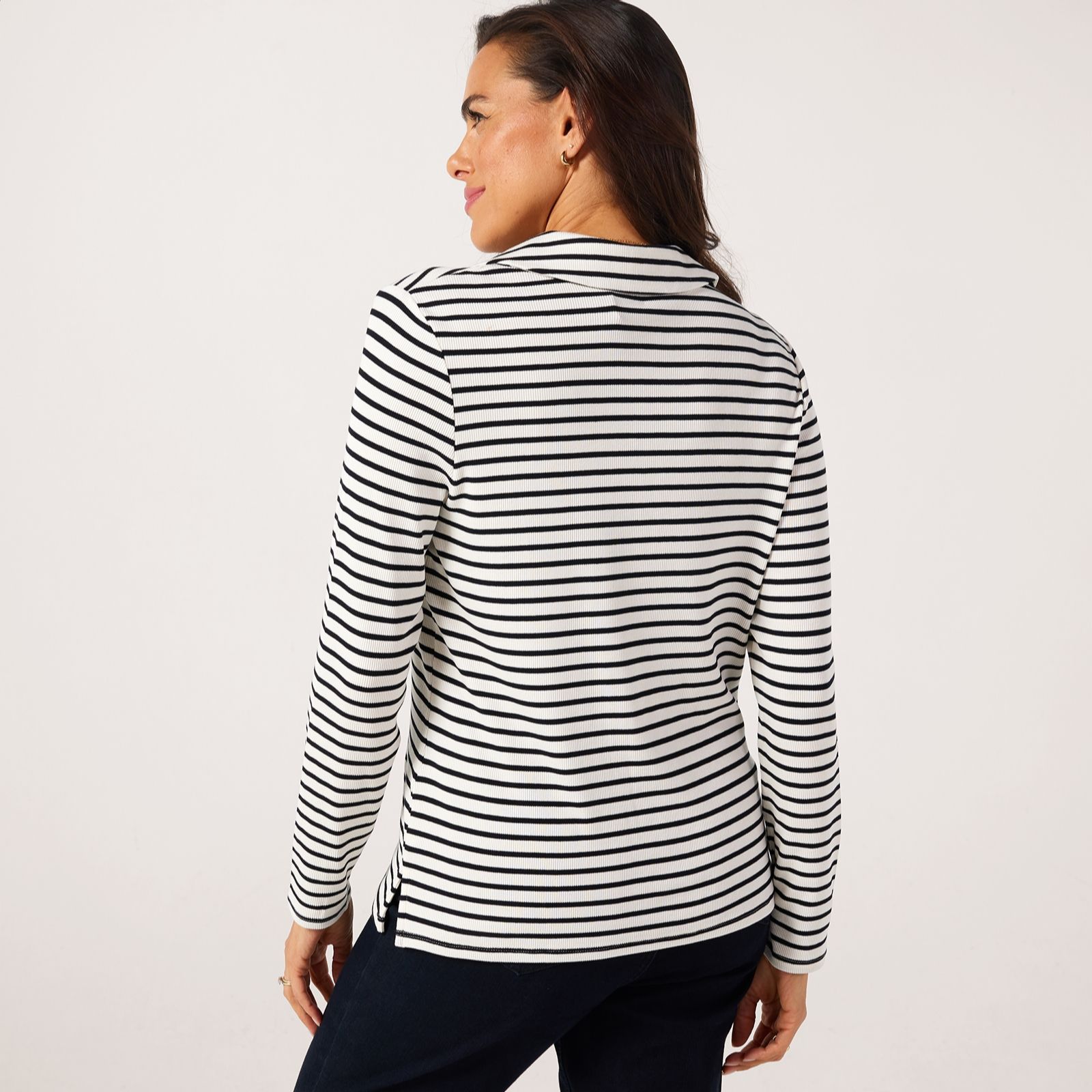 Ruth Langsford Stripe Rib Half Zip Top - QVC UK
