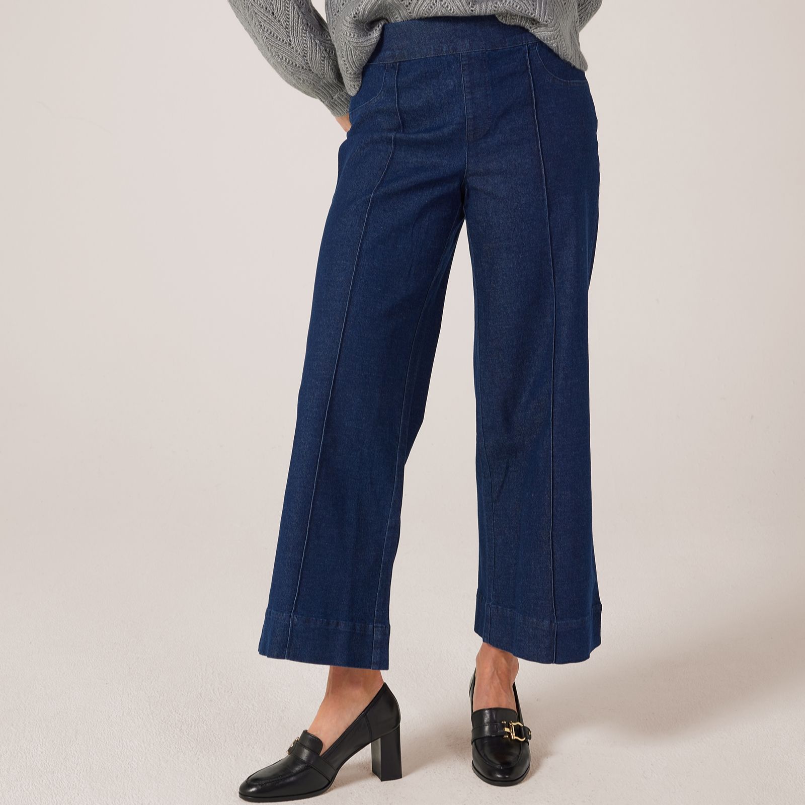 Nina Leonard Wide Leg Denim Standard Trousers - QVC UK