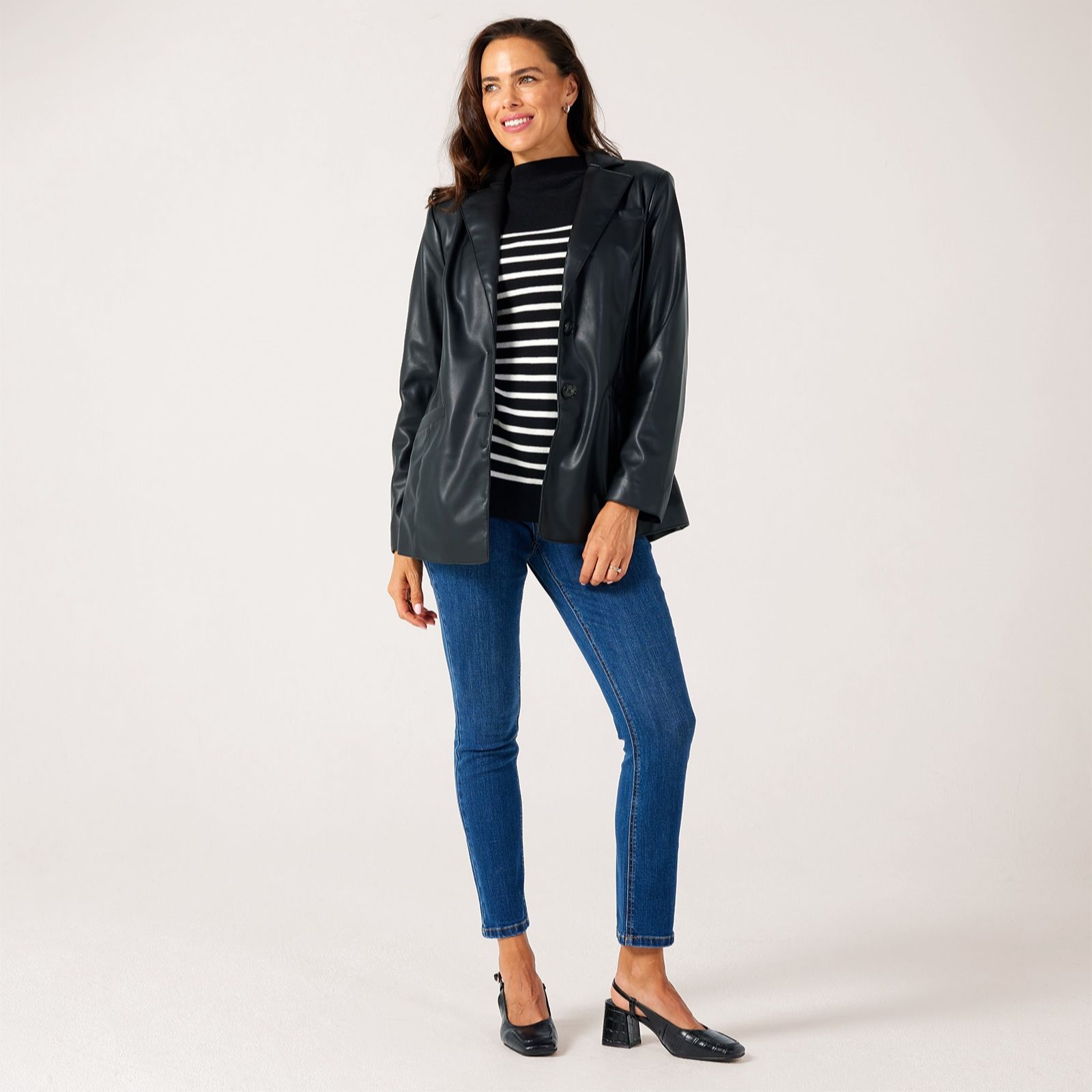Ruth Langsford Faux Leather Blazer - QVC UK