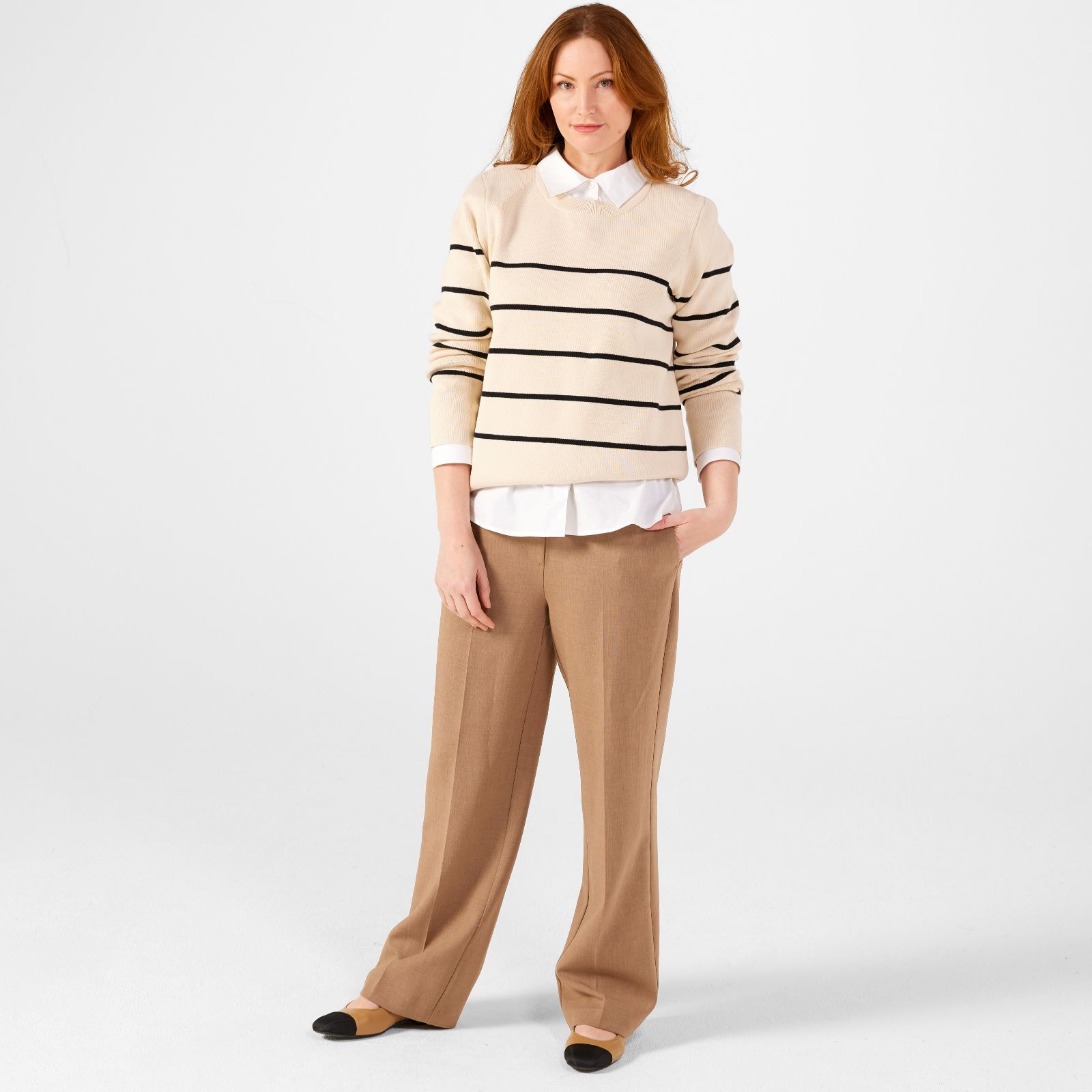 Selected Femme Liva Long Sleeve Stripe Sweater - QVC UK